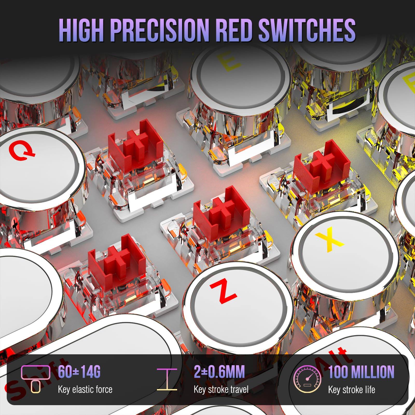 HM 1810 Typewriter Mechanical Gaming With Rgb Backlit Red Switches Retro Round Keycap Wired ...