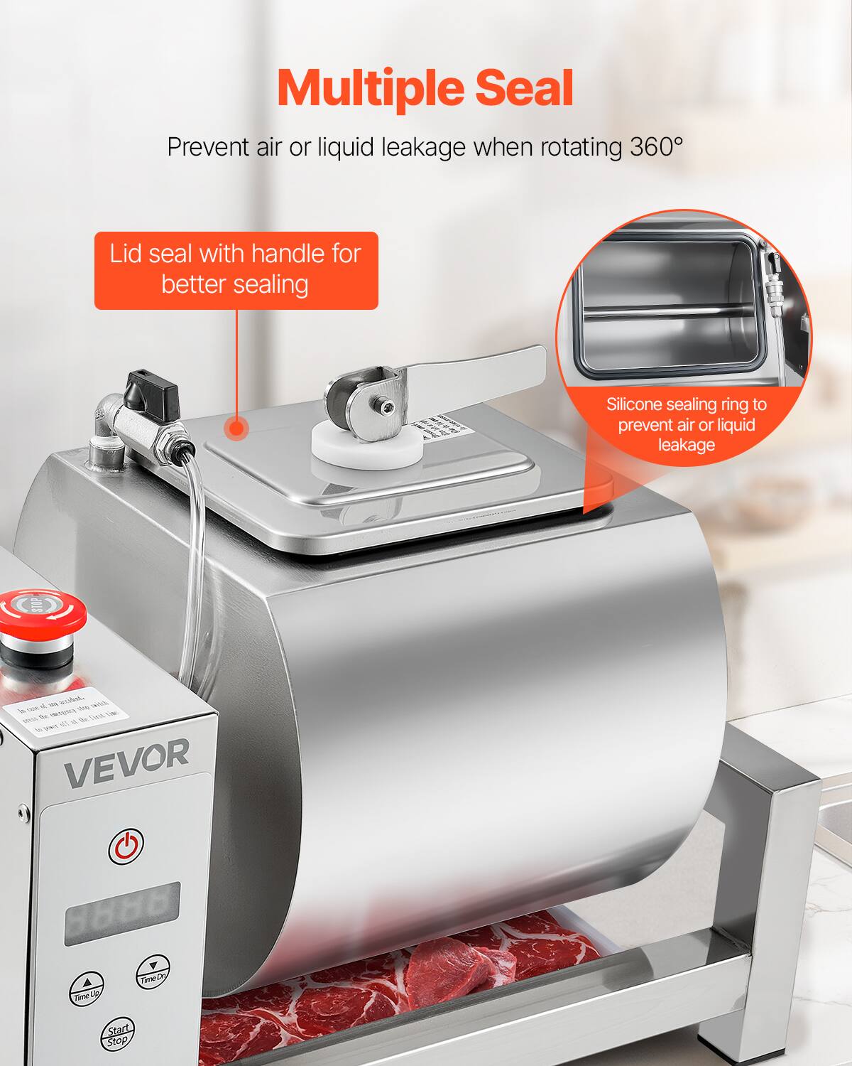VEVOR Meat Tumbler Marinator, 10L Vacuum Tumbler Marinating Machine ...