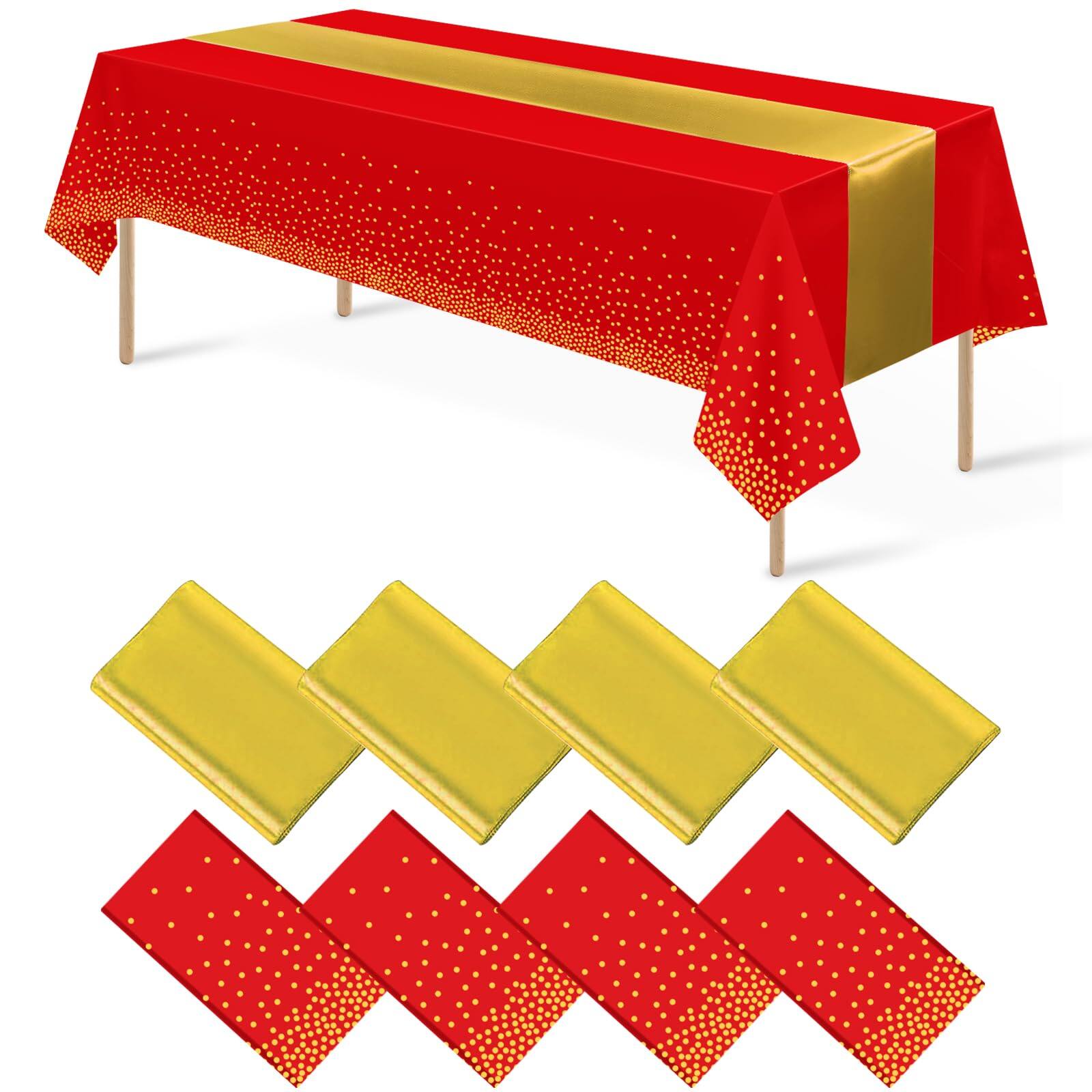 Dapper Styles Disposable Plastic Tablecloths And Satin Table Runner ...
