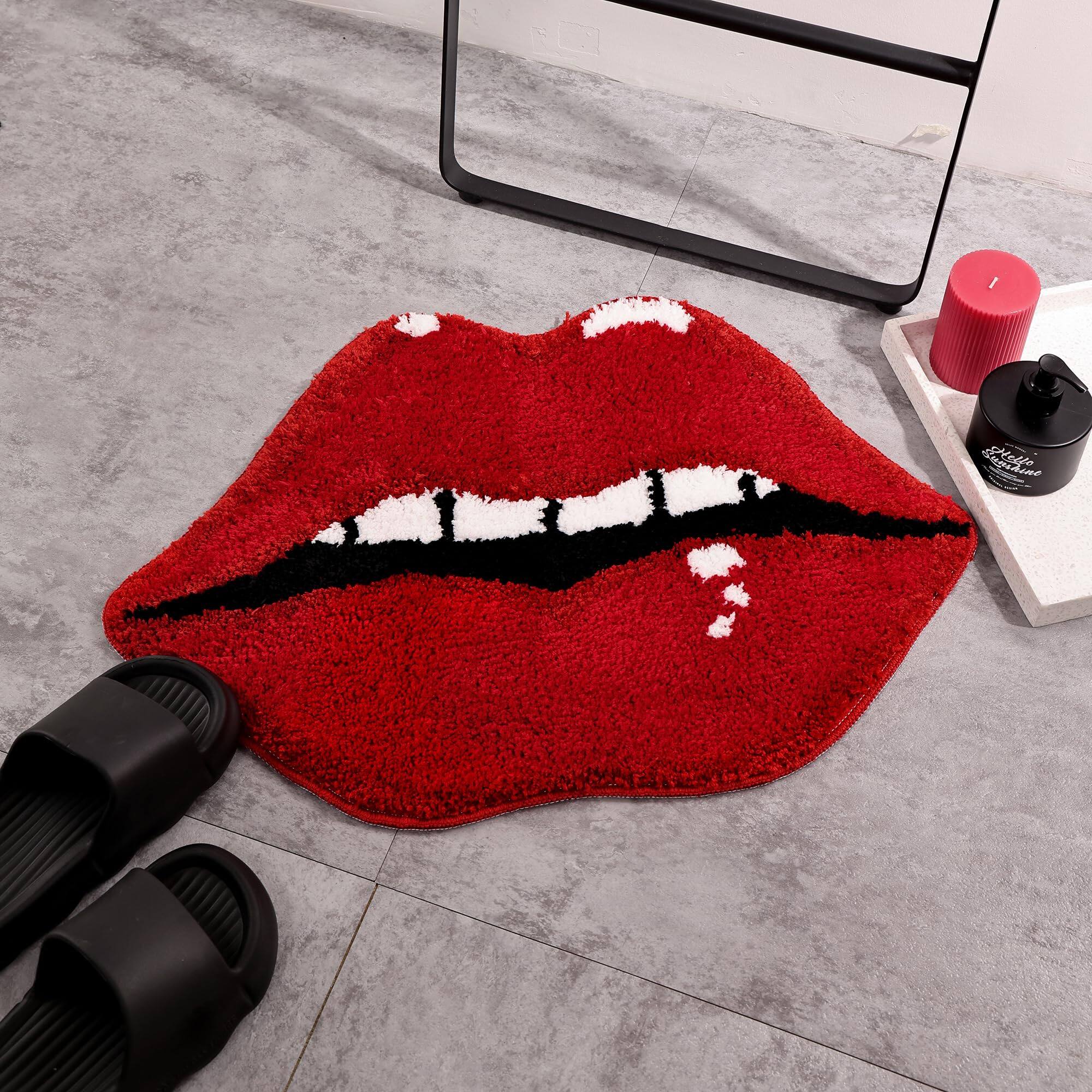 Paradigms Interiors Lips Shaped Bathroom Rug Cute Bath Mat Non Slip ...