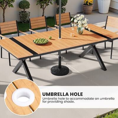 Crestlive Products X Leg Large Patio Plastic Wood Top Aluminum Frame ...