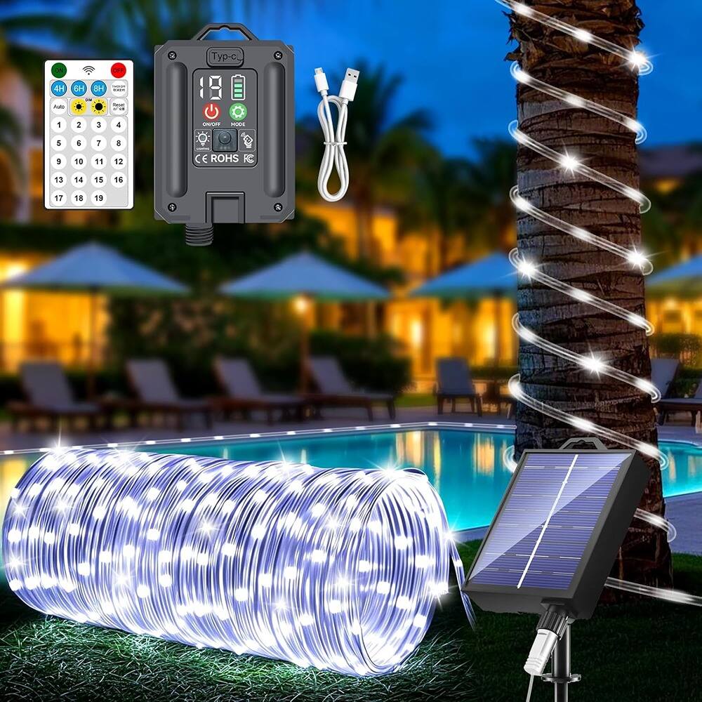 RTMB - 105-foot, 300-LED solar rope lights with remote control dimming ...