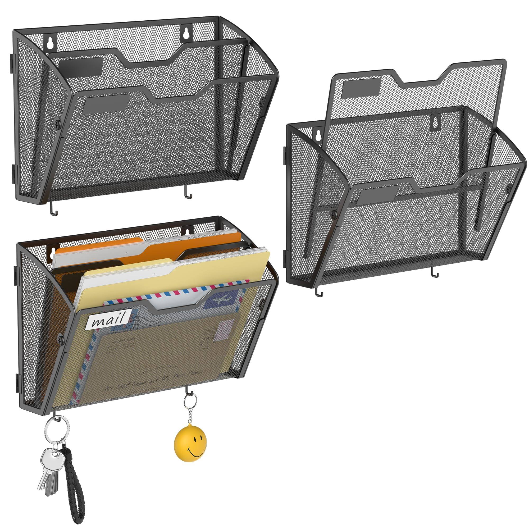 Dapper Styles Hanging Wall File Holders Mesh Letter Holder Mounted Mail ...