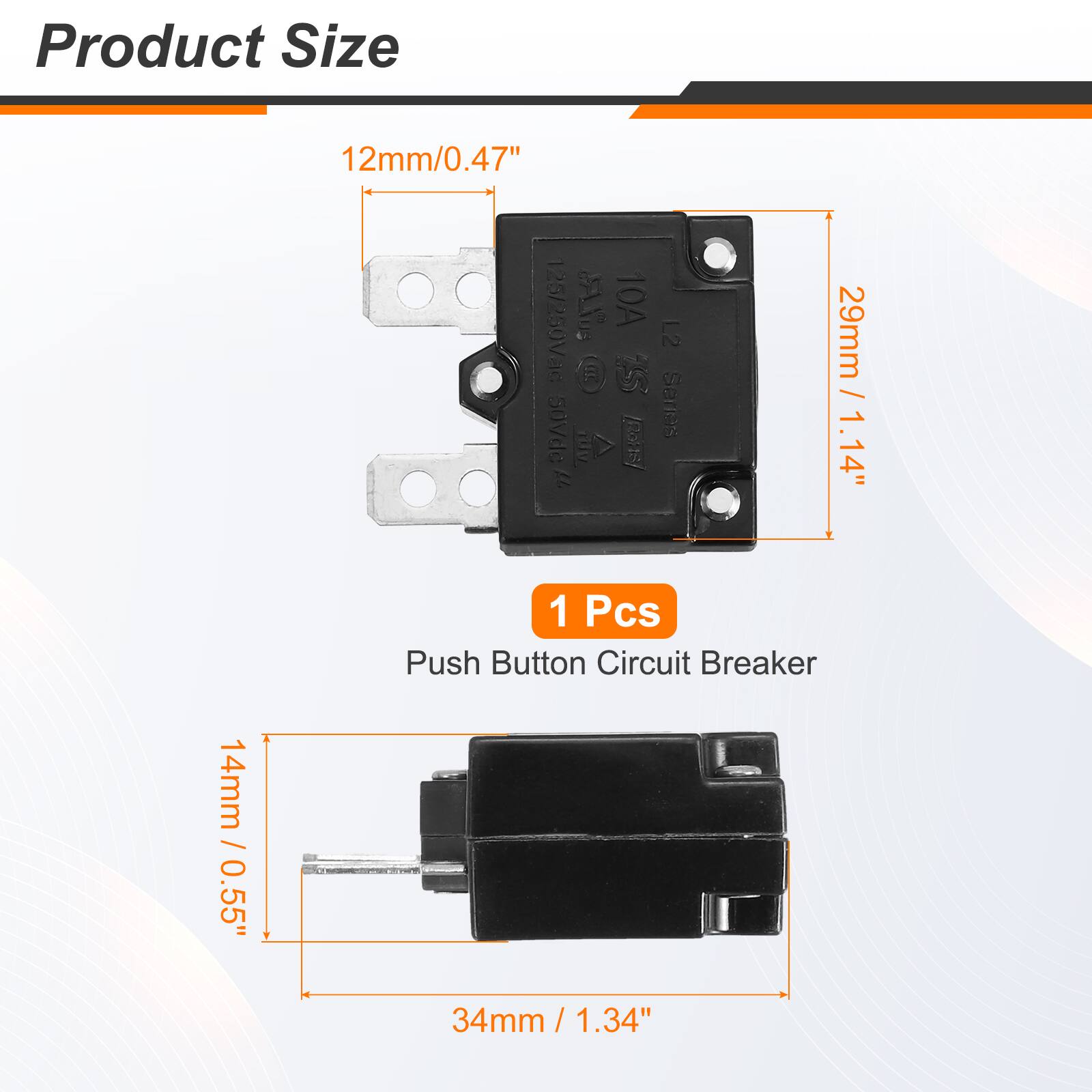 Unique Bargains 10A Push Button Circuit Breaker, 125/250V AC,50V DC ...