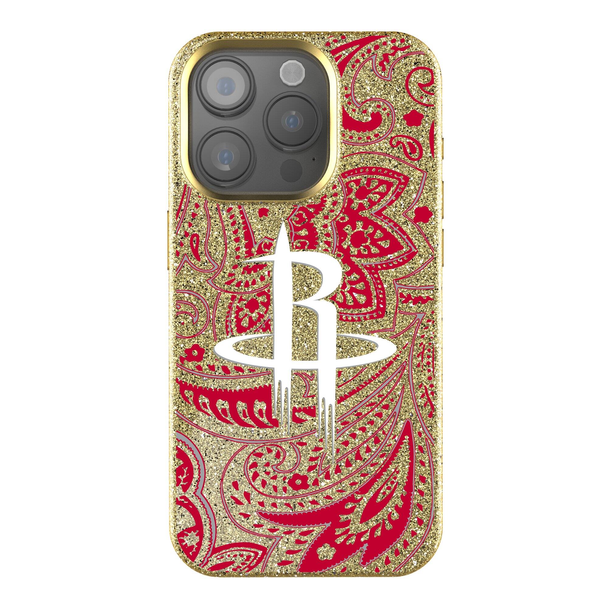 Keyscaper NBA Houston Rockets Paisley Bling iPhone Case 16 Pro Max Gold ...