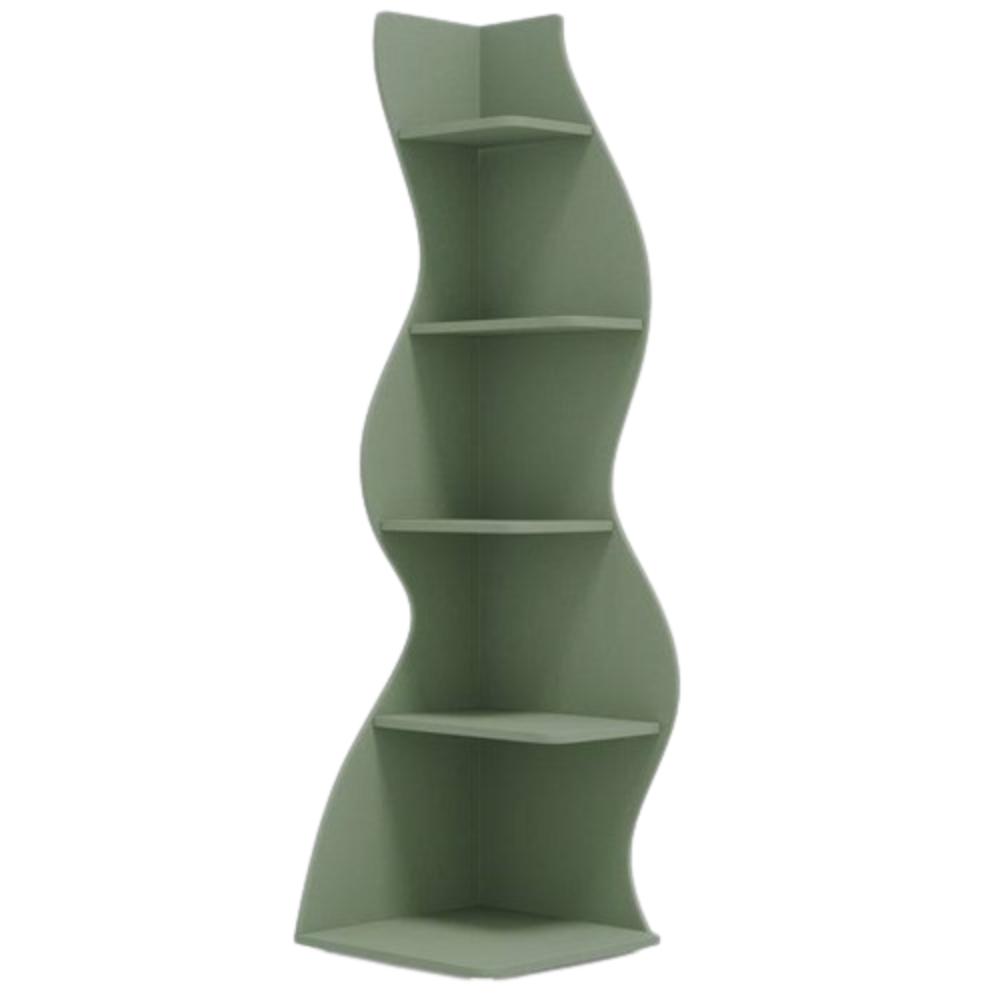 Hivvago Modern Whimsical 5 Shelf Corner Bookcase Wood Finish Green ...