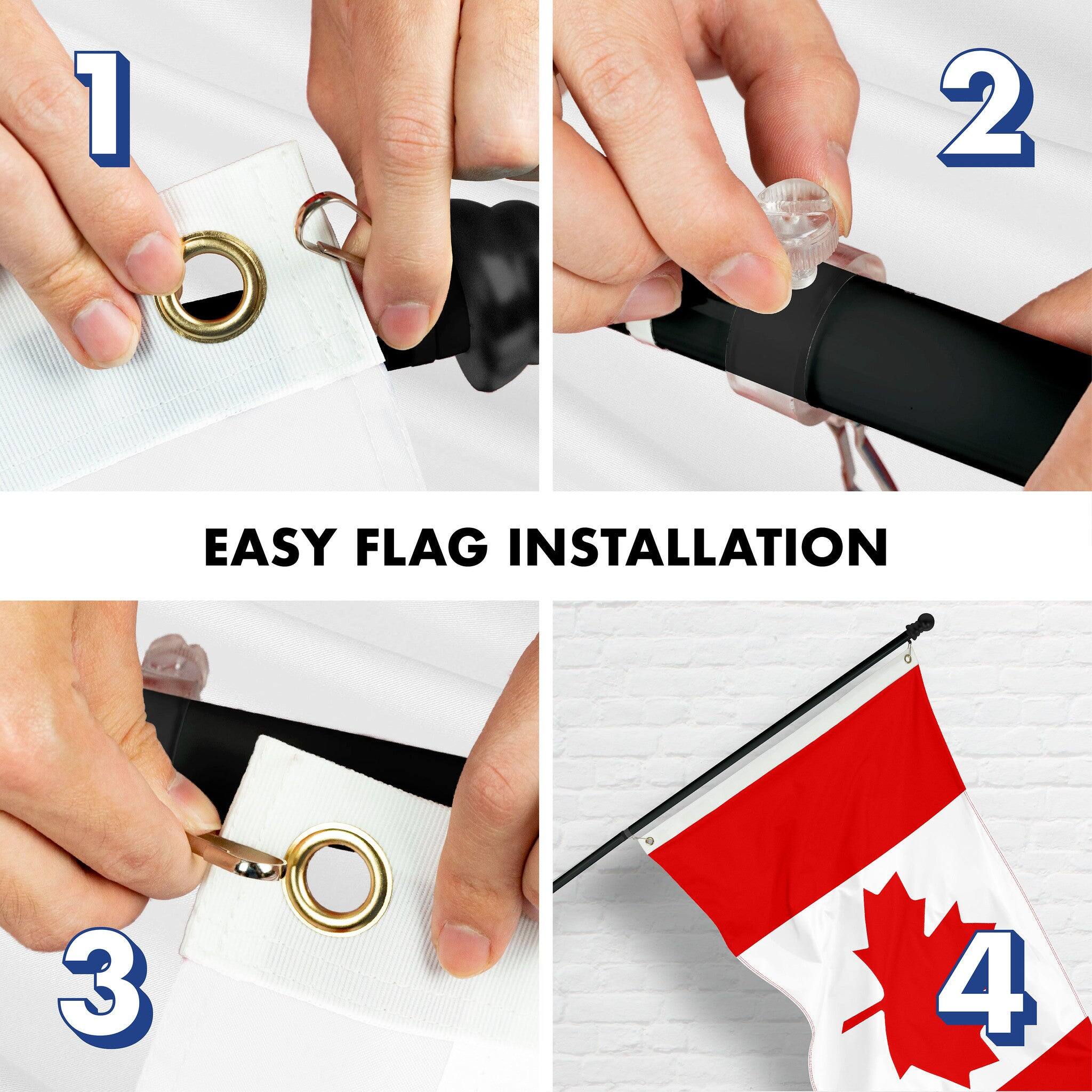 G128 6 ft Tangle Free Spinning Aluminum Flagpole with 3x6 Embroidered ...