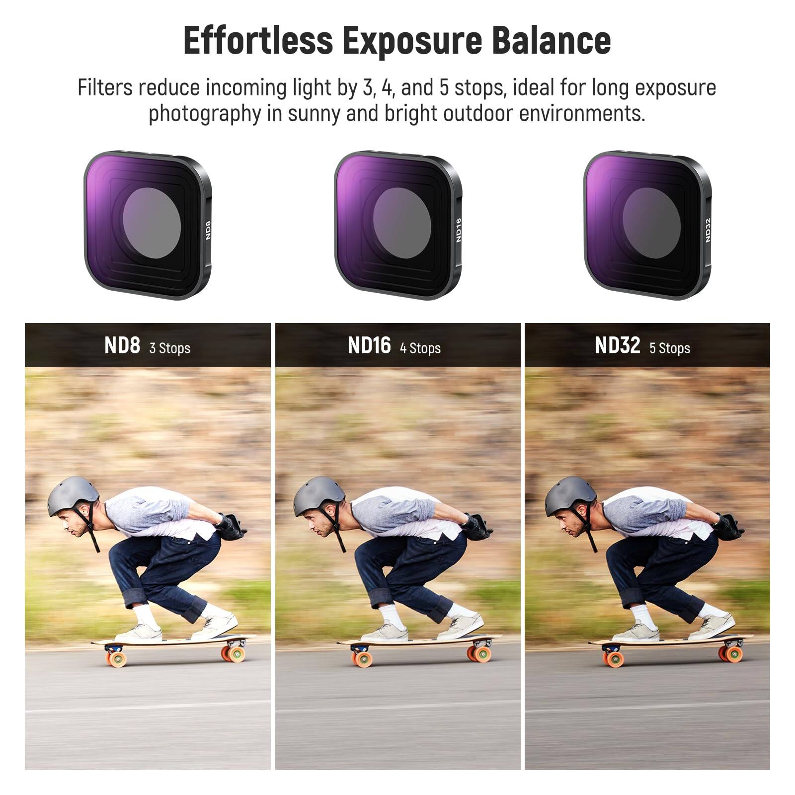 Neewer 3 Pack ND Filter Set for GoPro Hero 13/12/11/10/9, ND8/16/32 FL ...