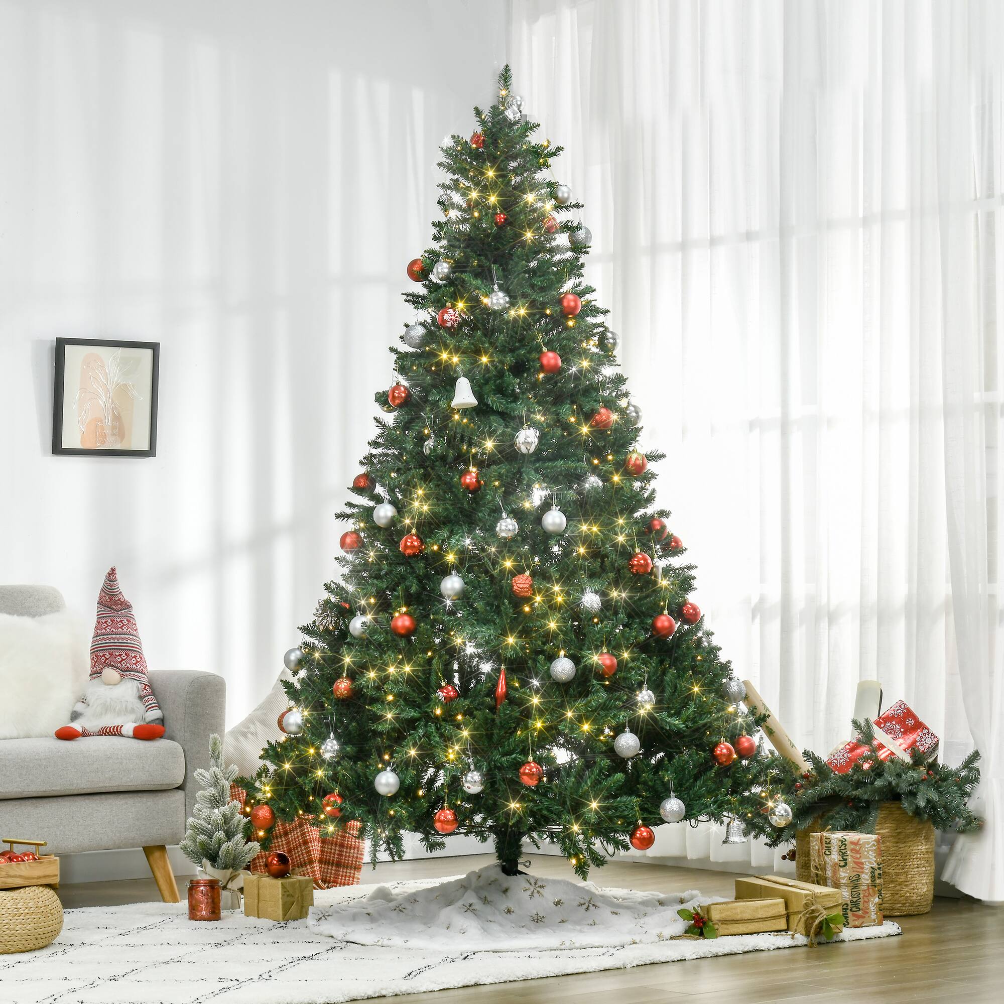 Homcom Prelit Full Douglas Fir Artificial Christmas Tree with 700 Warm ...