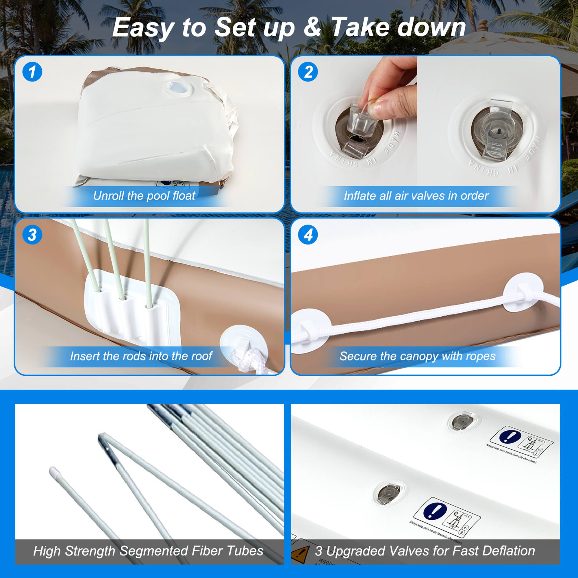 Costway Floating Island Inflatable Swimming Pool Float Lounge Raft with ...