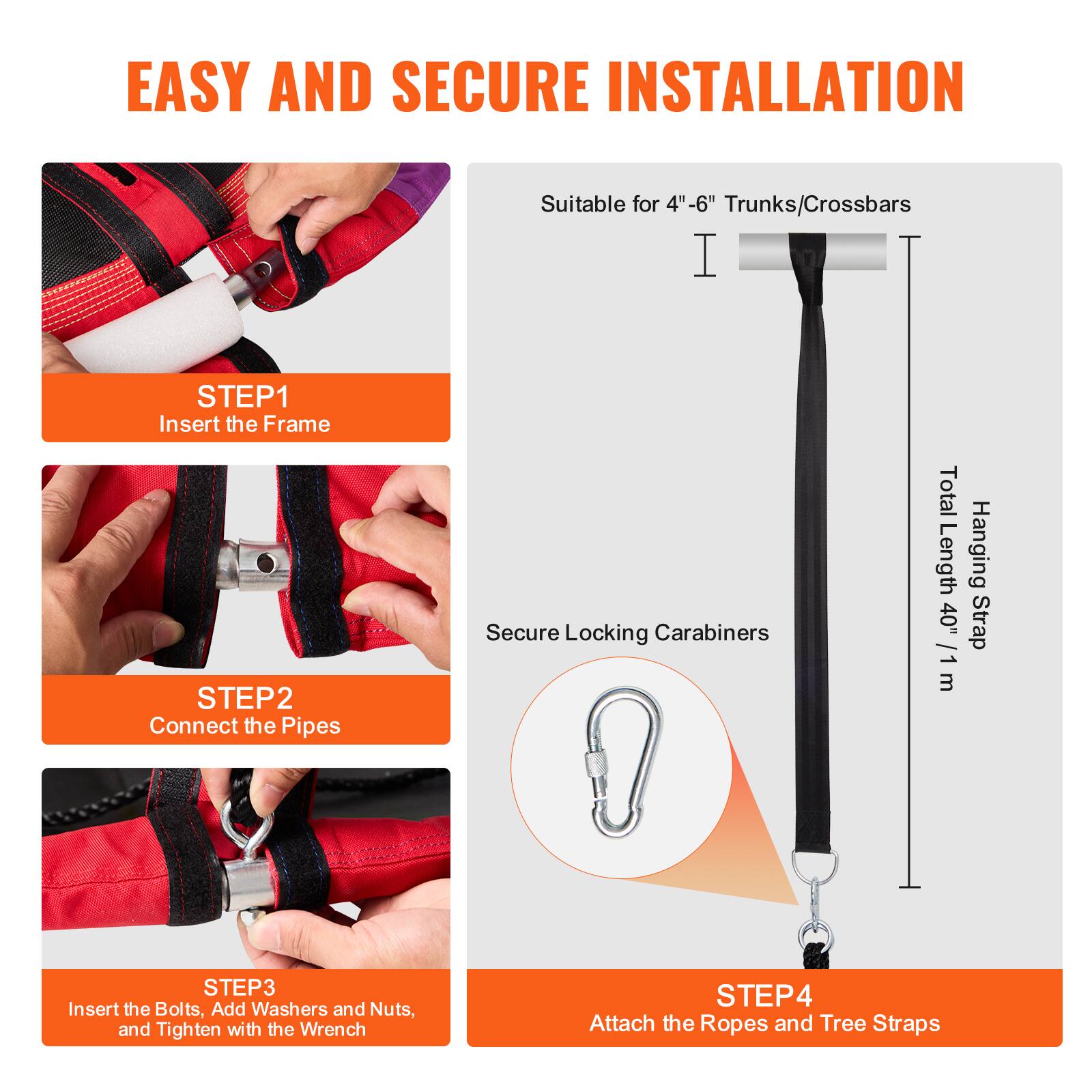 VEVOR Tree Swing, 40 Inch Saucer Swing, 750lbs Weight Capacity, 900D ...