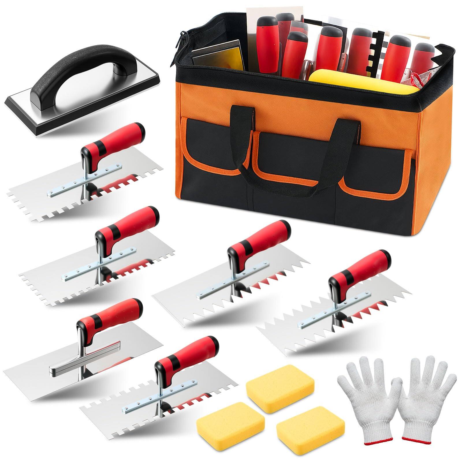 JETRANSPORT 12 Tile Trowel Tools Set Include 6 Stainless Steel Notched ...