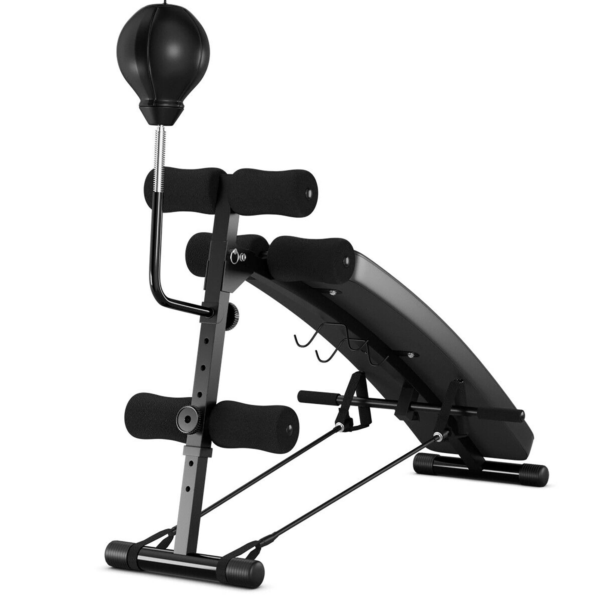 Costway Adjustable Incline Curved Workout Fitness Sit Up Bench with ...