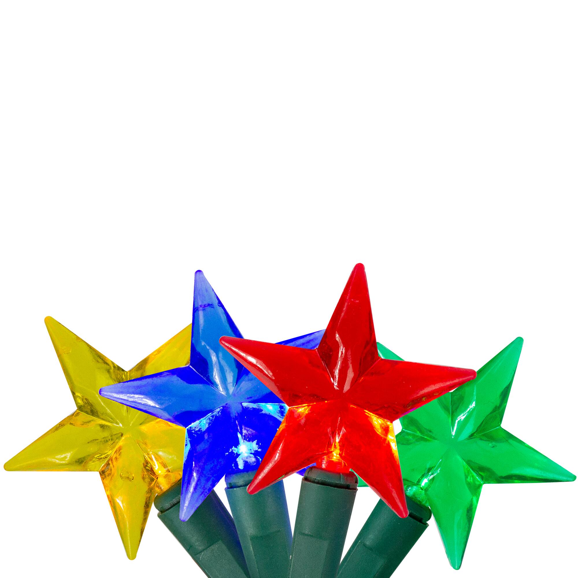 Hofert LED M5 Stars Mini Christmas Lights Color 8 ft Green Wire 25ct ...