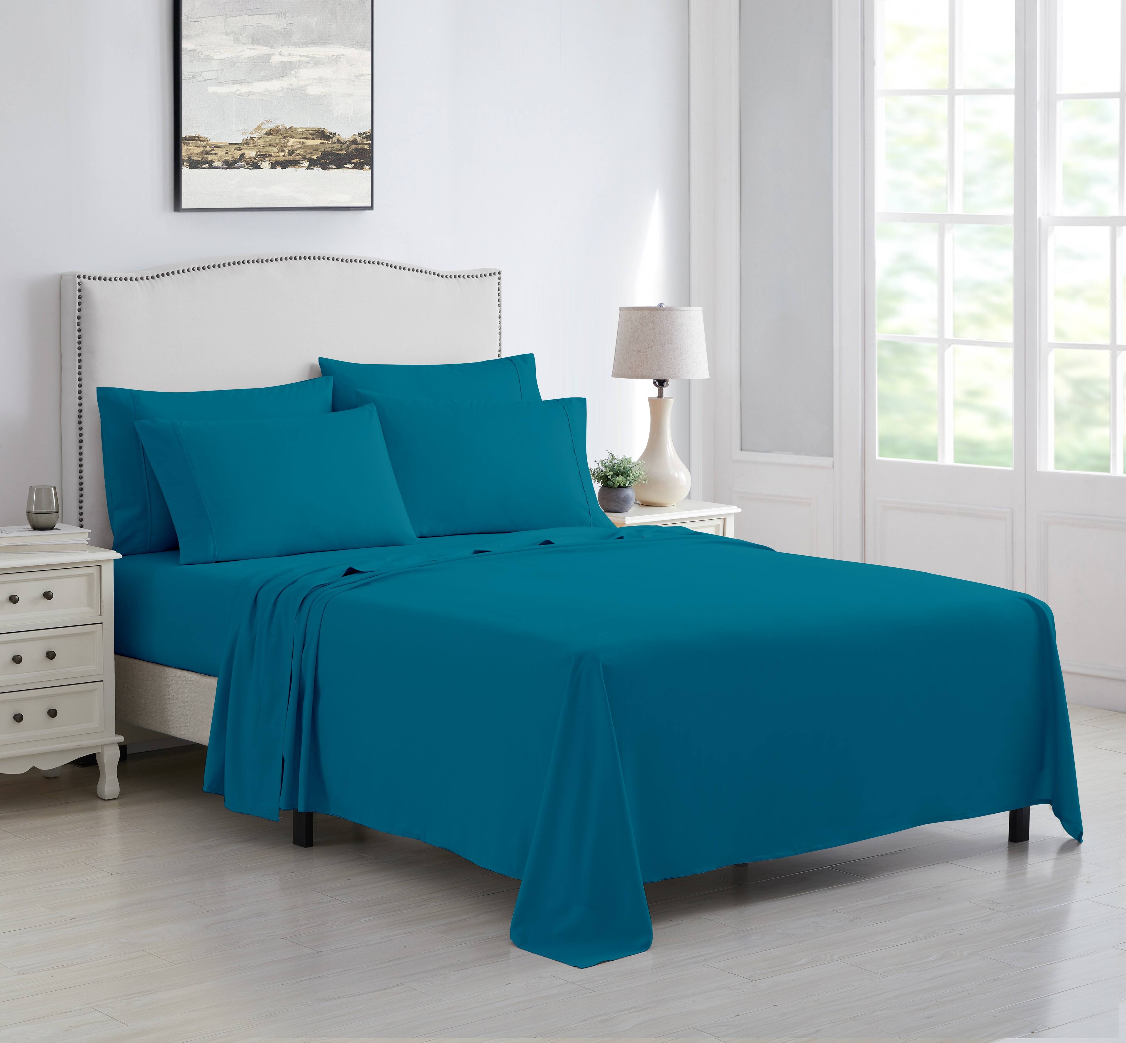Kathy Ireland 6 Piece Brushed Microfiber Sheet Set Turquoise 1298 ...