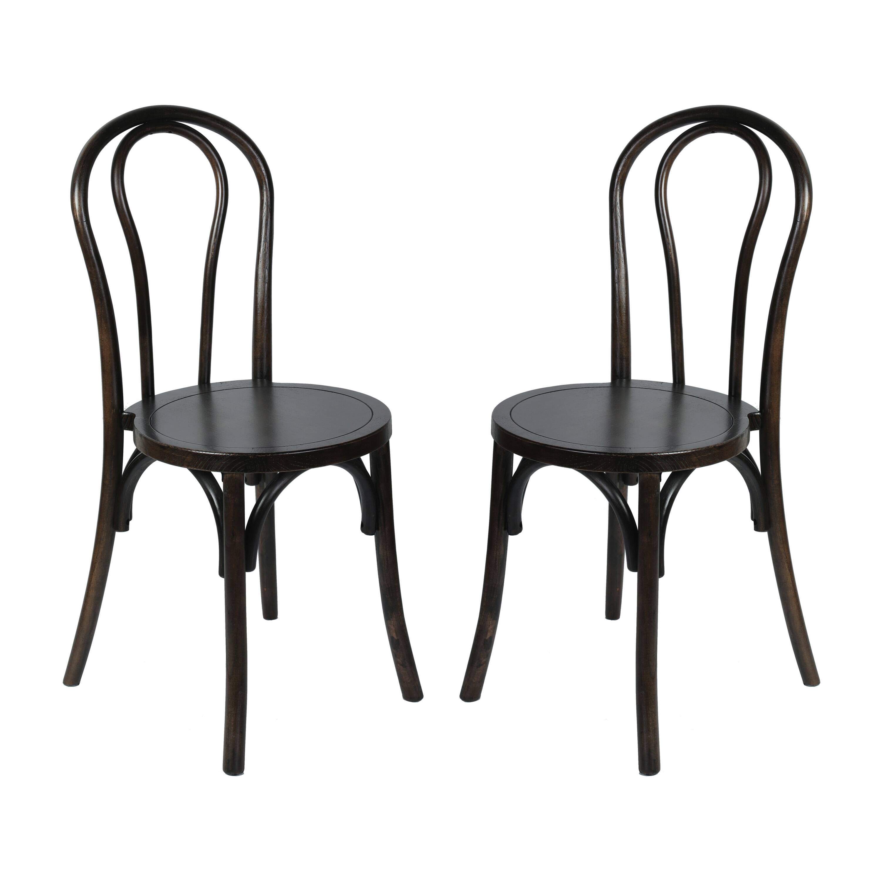 Emma + Oliver Swartz Set of 2 Solid Wood Thonet Style Stack Dining ...