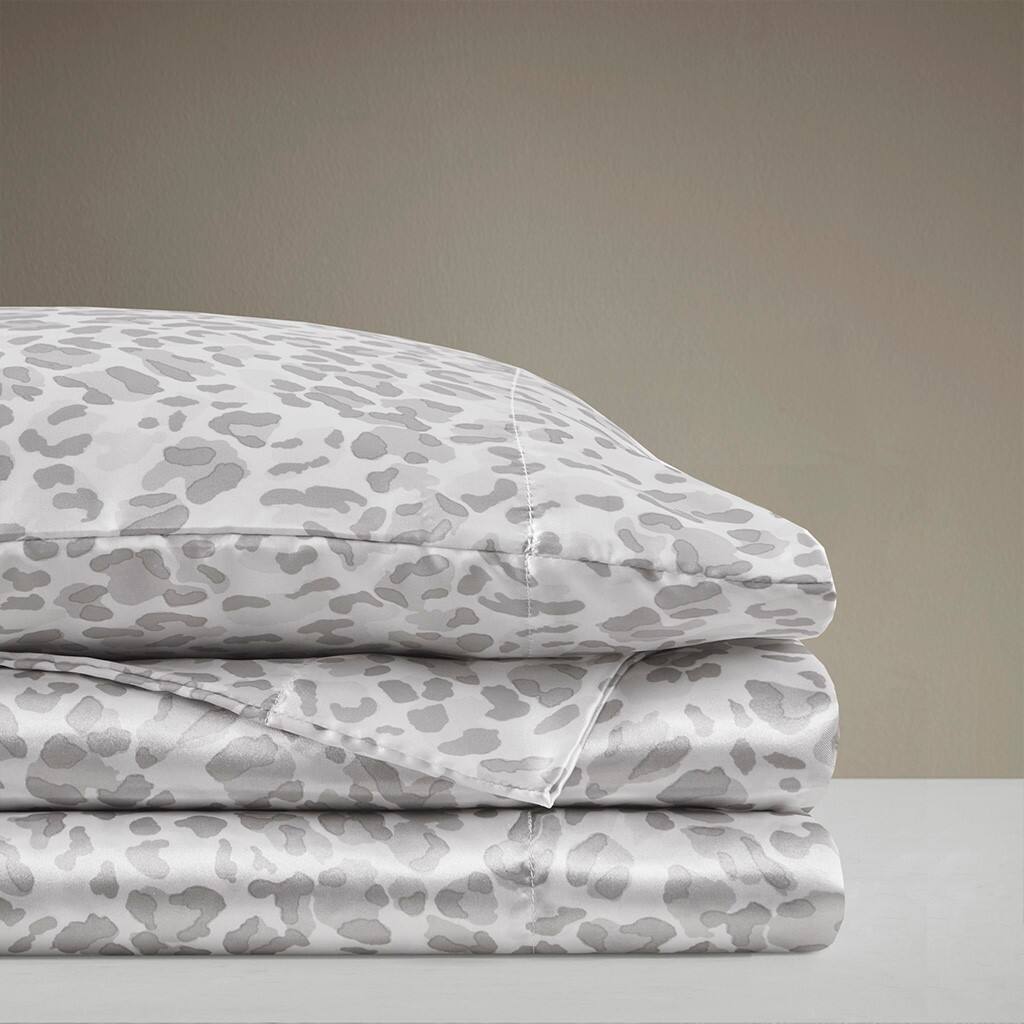 Gracie Mills Emeline Animal Printed Wrinkle Free Satin Sheet Set Gray ...