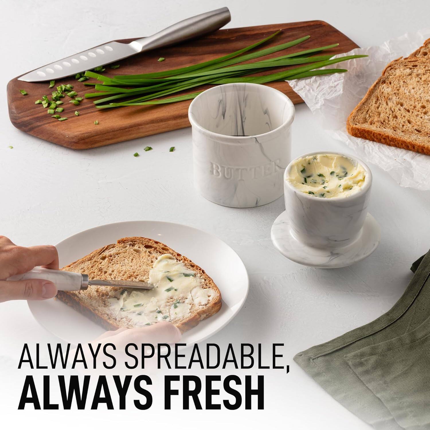 Zulay Kitchen Porcelain Butter Crock With Lid & Knife Authentic French ...