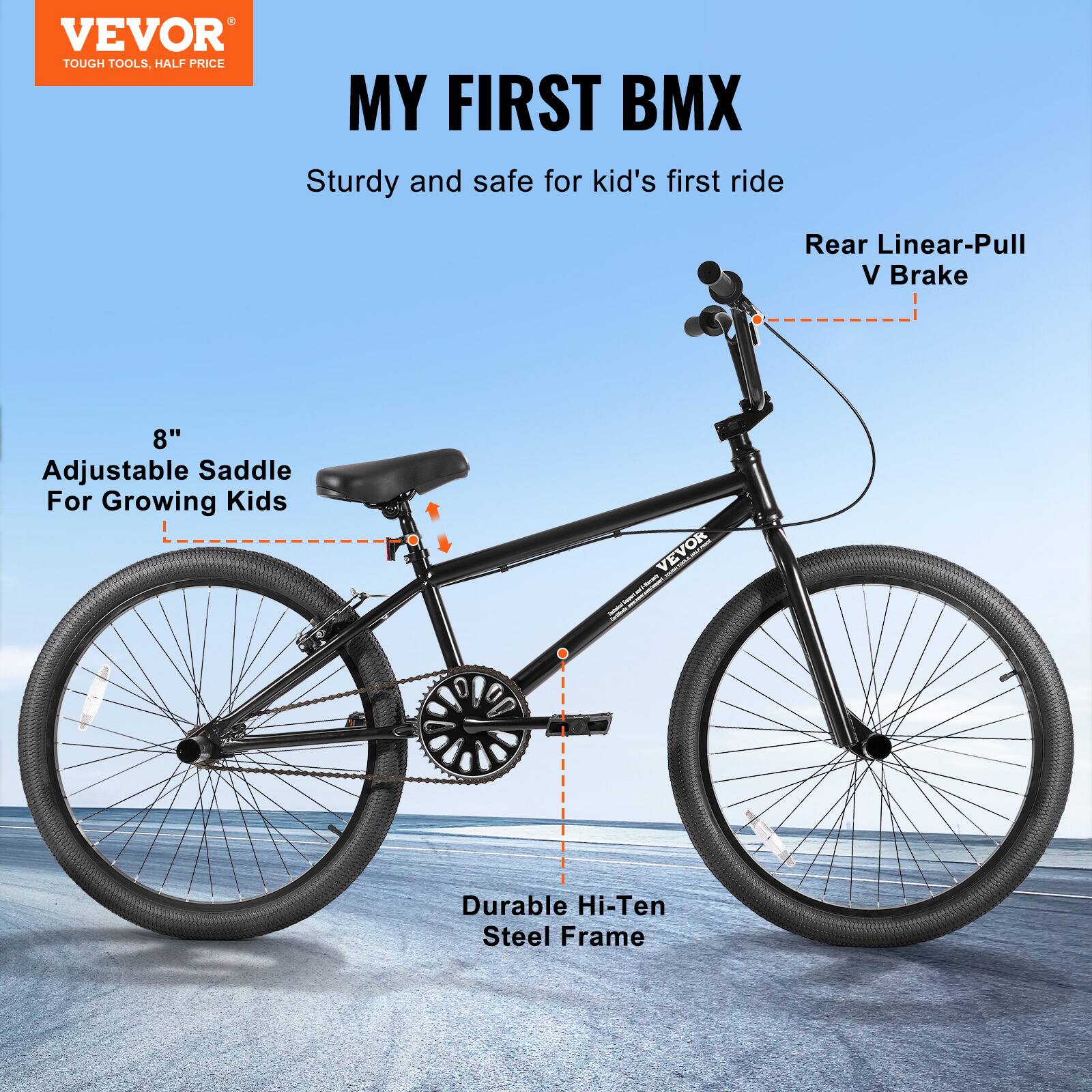 VEVOR BMX Bike, 24 Inch Wheel Freestyle Bike, BMX Race Bike with 4 Pegs, Beginner Level BMX to ...