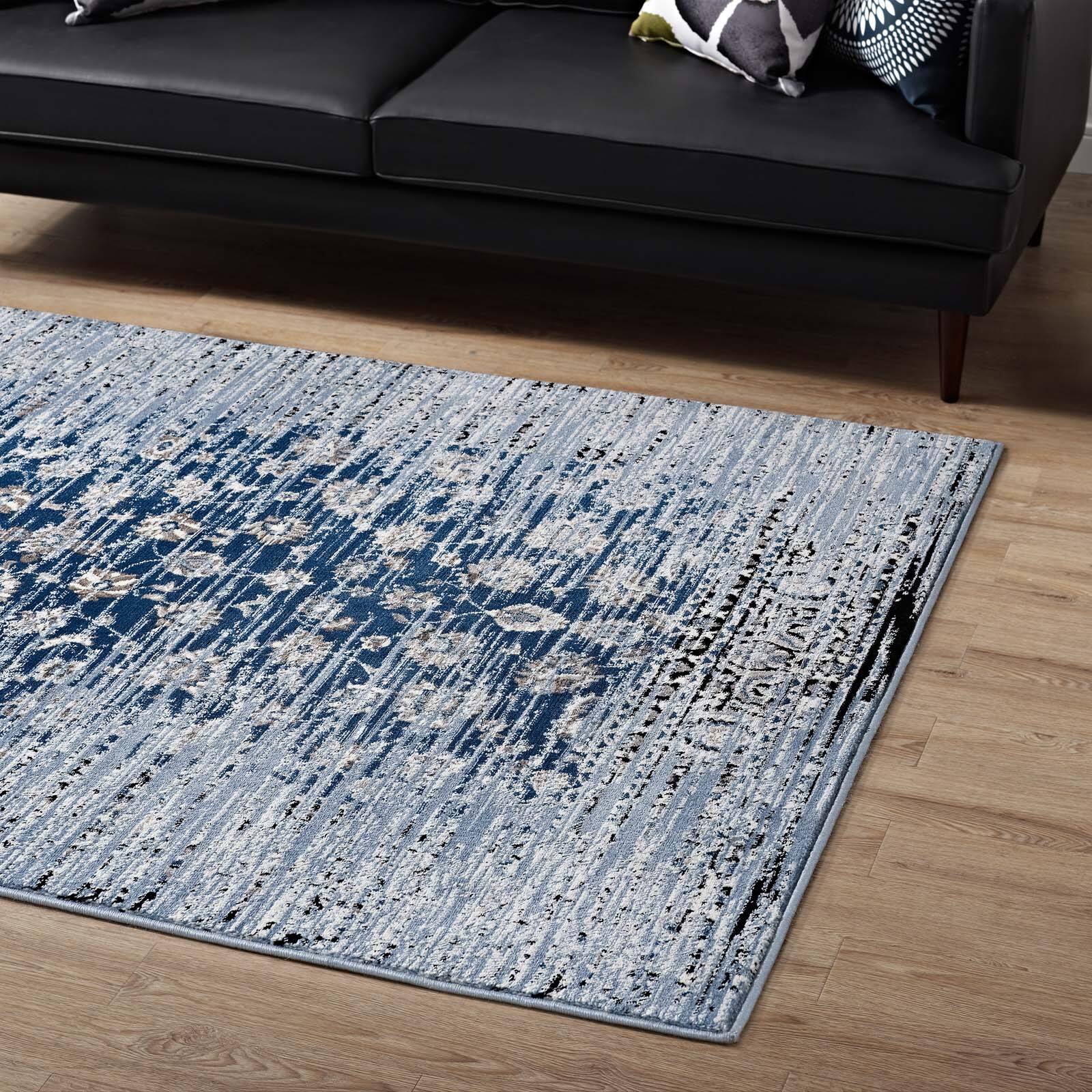 Modway Chiara Distressed Floral Lattice Contemporary Area Rug Moroccan ...