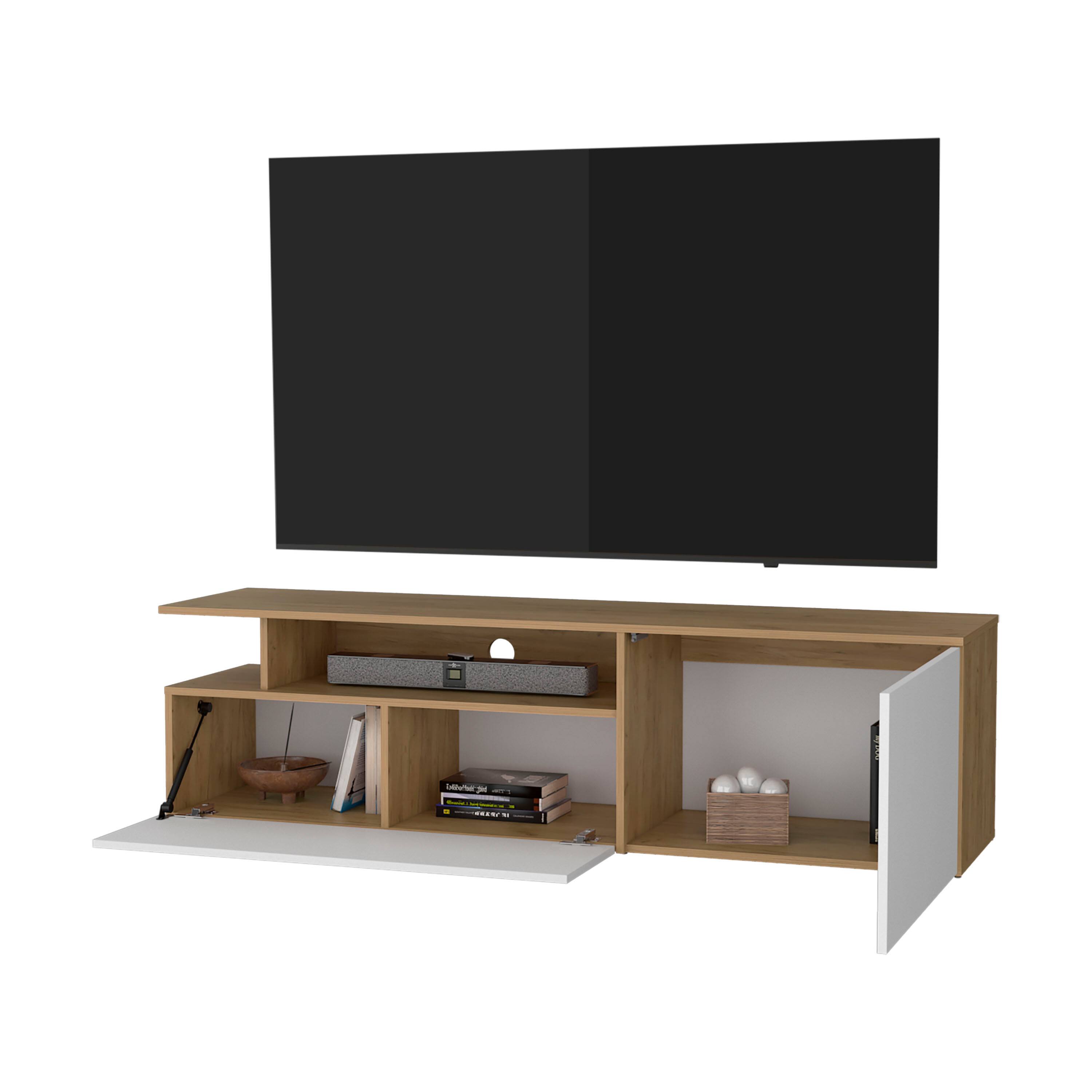APRILSOUL Dilkon TV Stand with Drop Down Door Hinged Door Open Shelves ...
