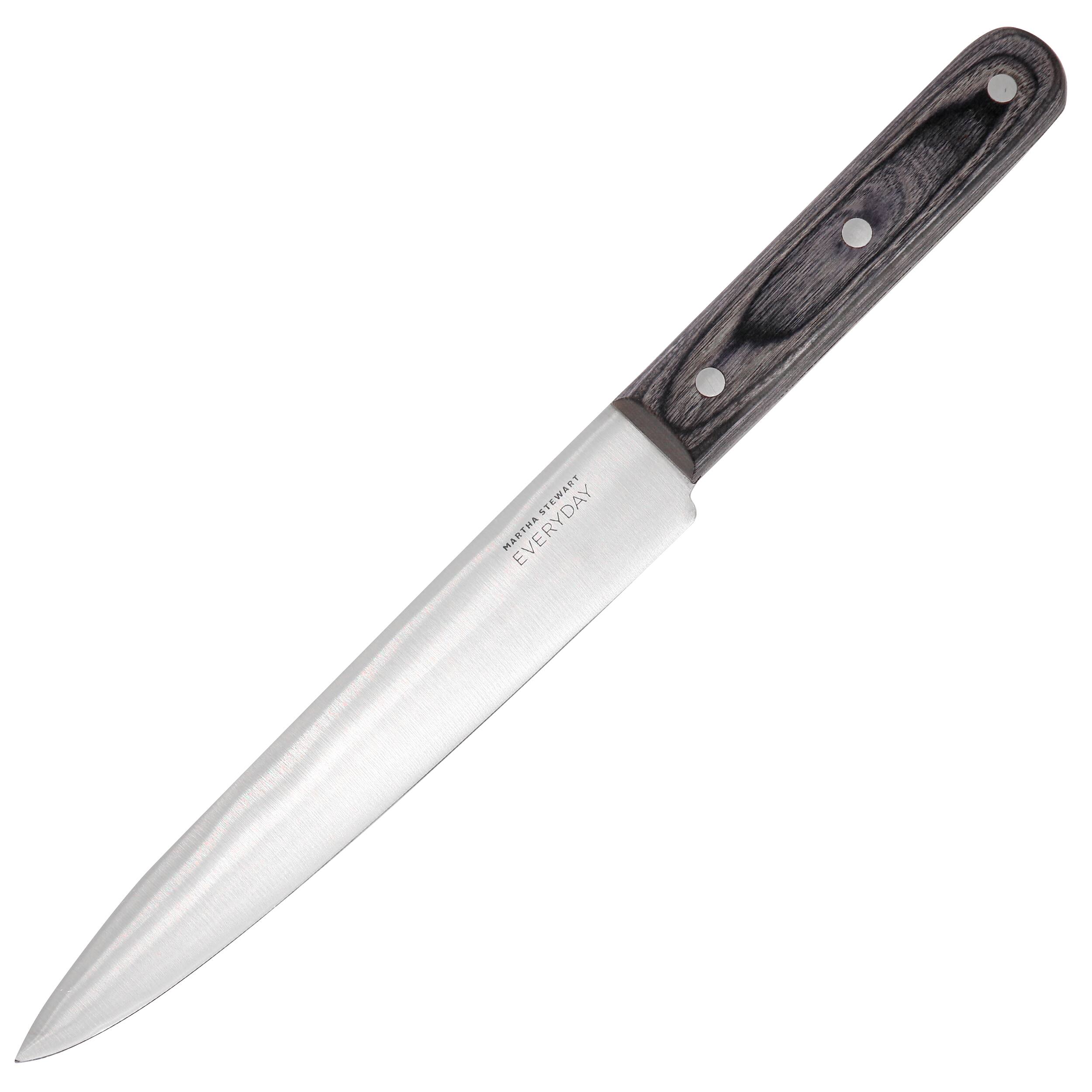 Martha Stewart Everyday 8 Inch Stainless Steel Slicer Knife with Wood ...
