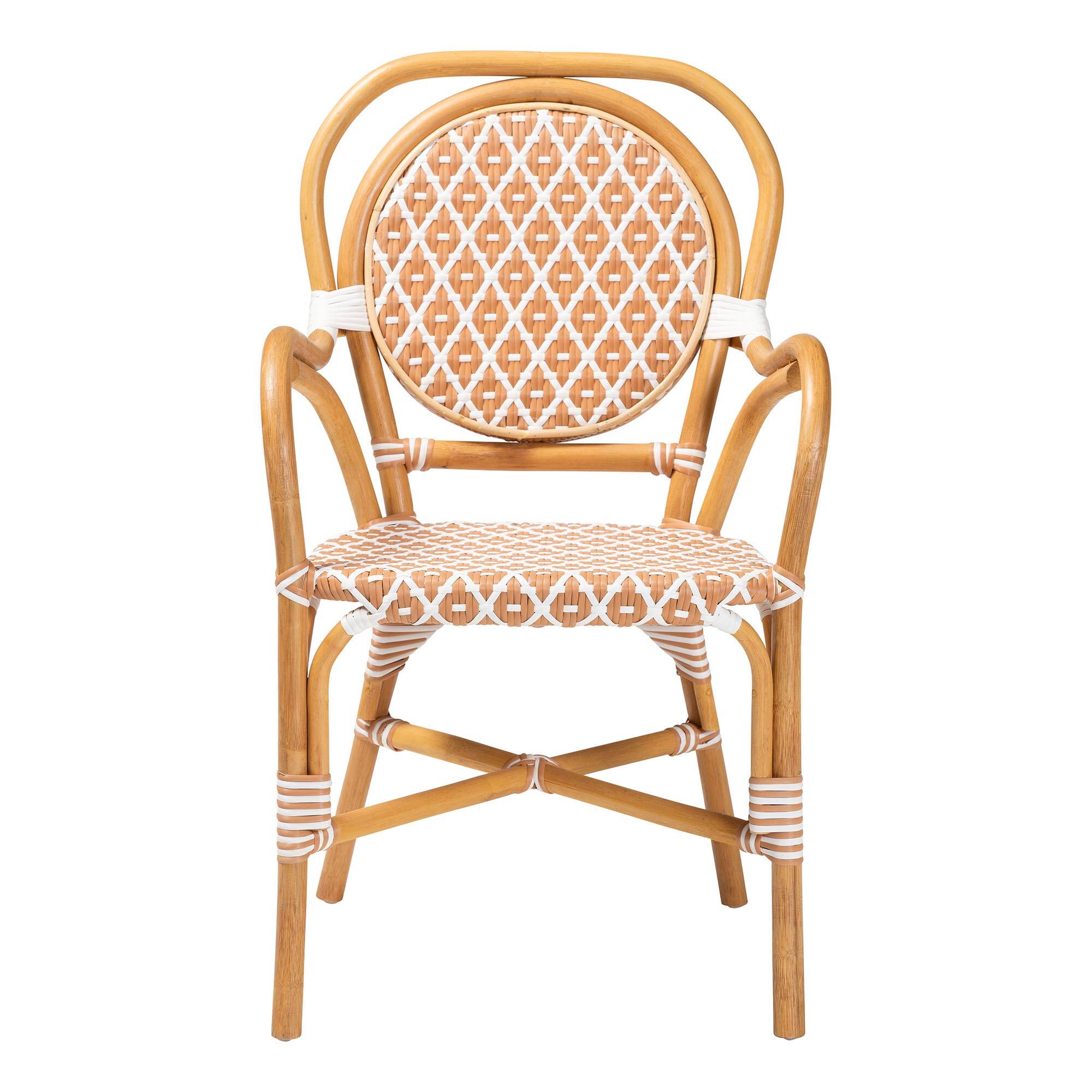 bali & pari Mattie Rattan Bistro Chair Cafe Style Dining Chair with ...