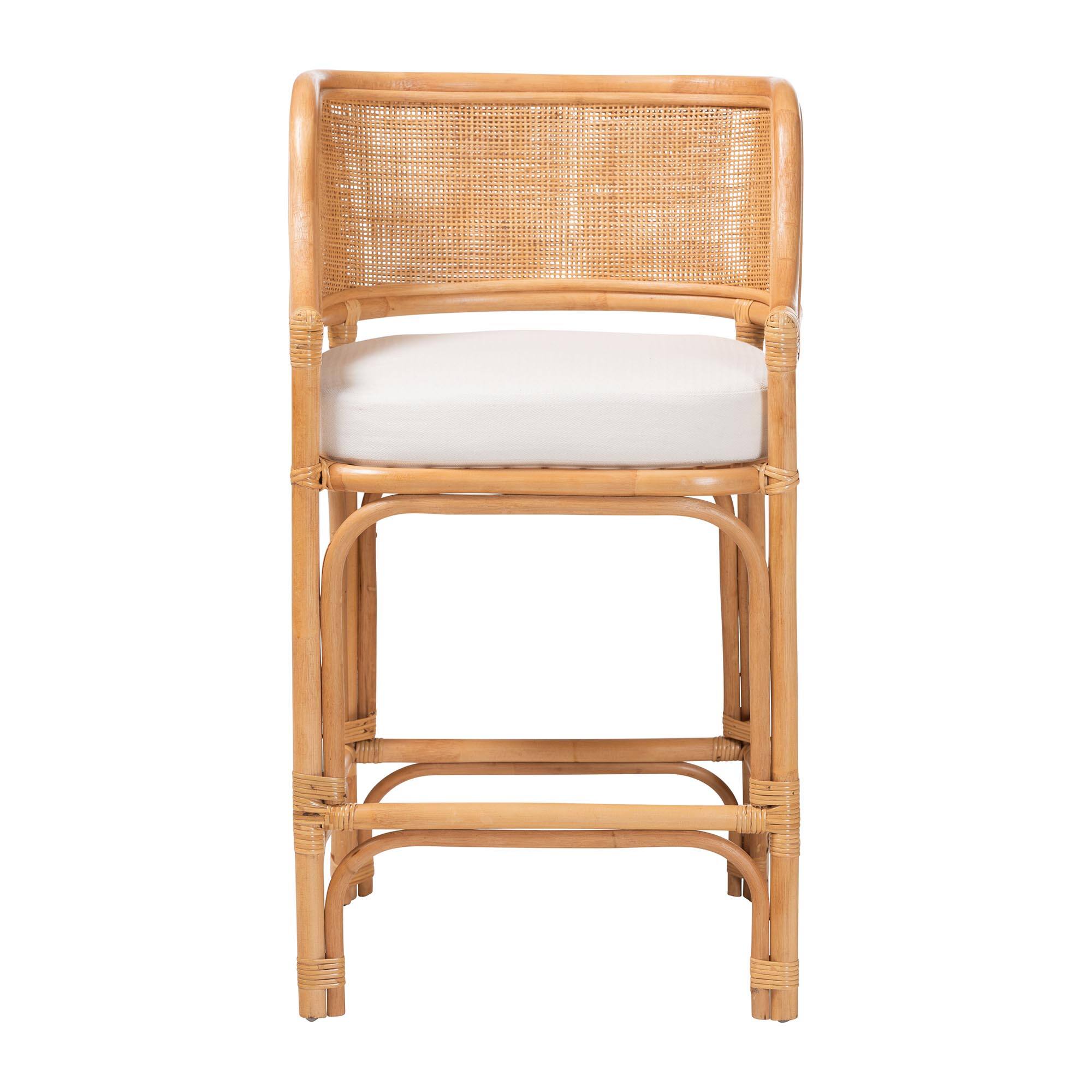 bali & pari Ottis Rattan Counter Stool with Cushion Handwoven Wicker ...