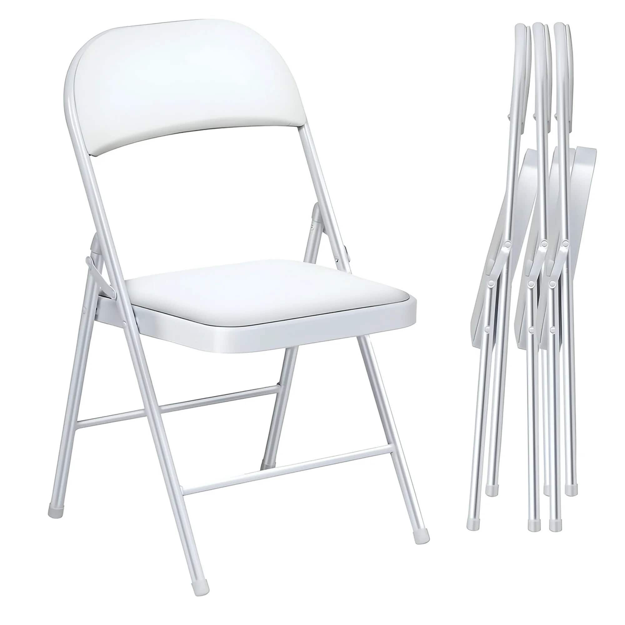 SKONYON - 4 Pack Padded Seat Metal Back Folding Chairs - White ...