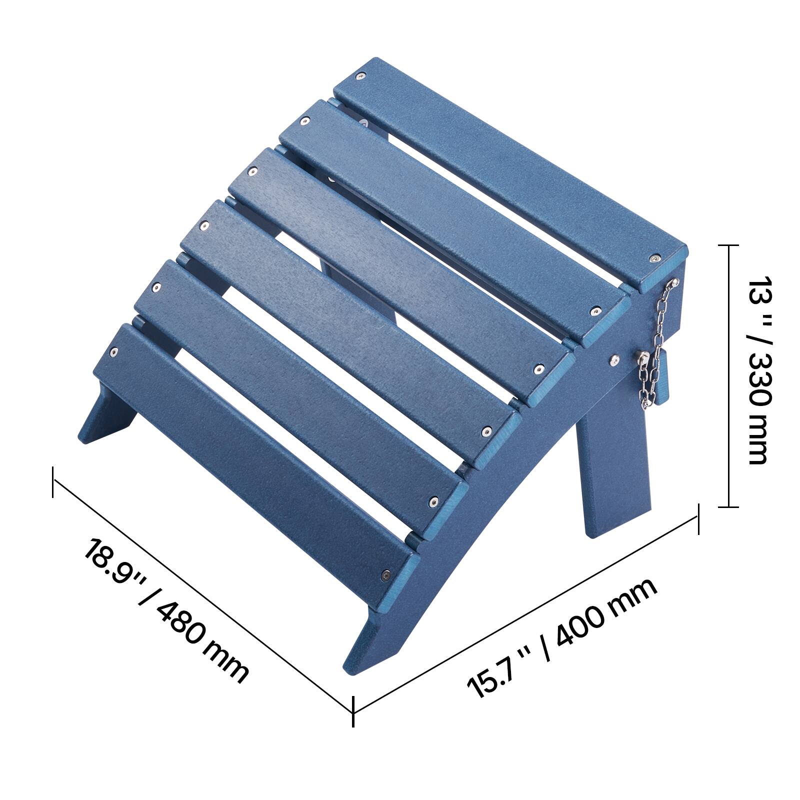 VEVOR 15.7L x 18.9W x 13H Inch HDPE Plastic Folding Adirondack Ottoman ...