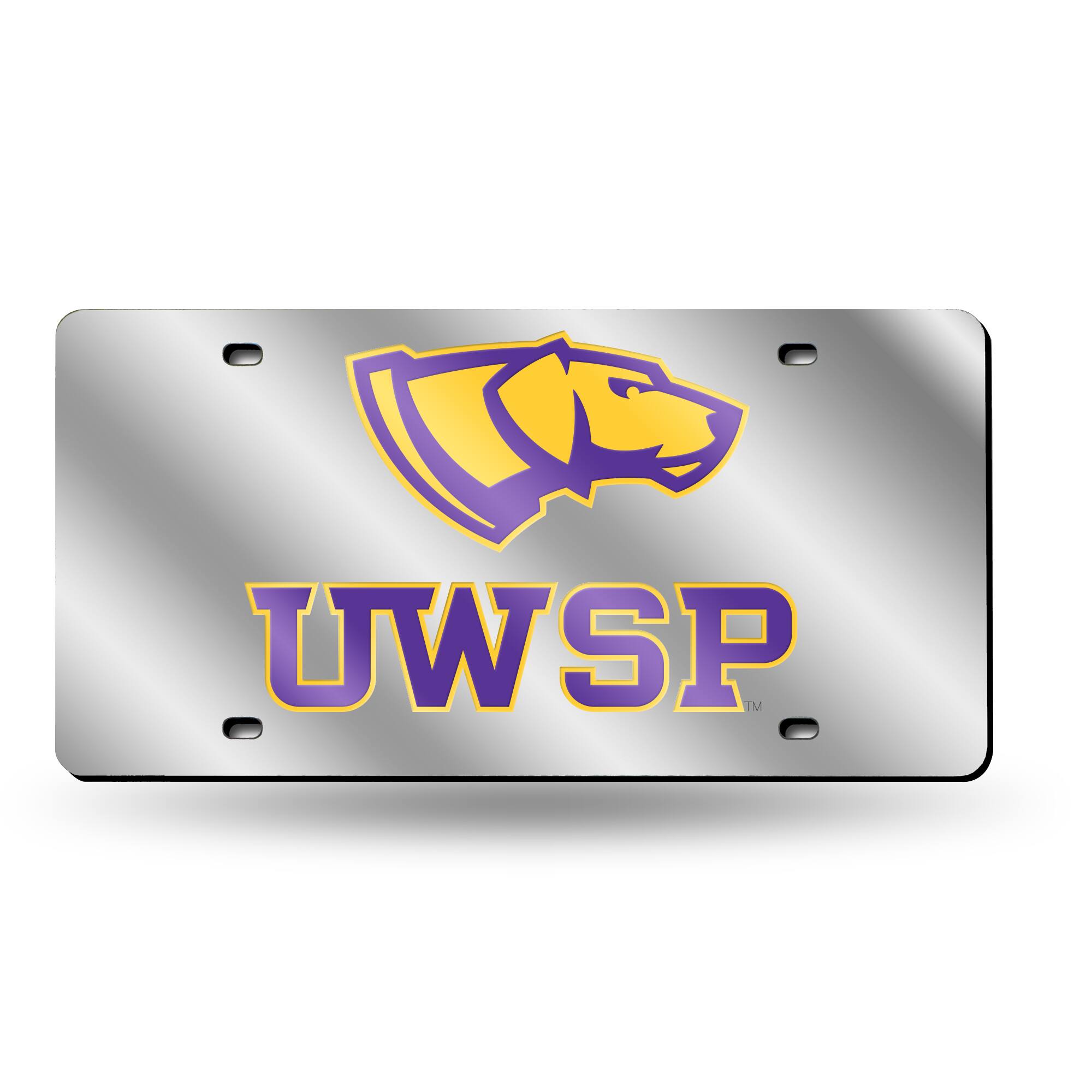 Rico Industries Wisconsin Stevens Point Pointers Mirrored Laser Cut License Plate Auto Tag Multi ...