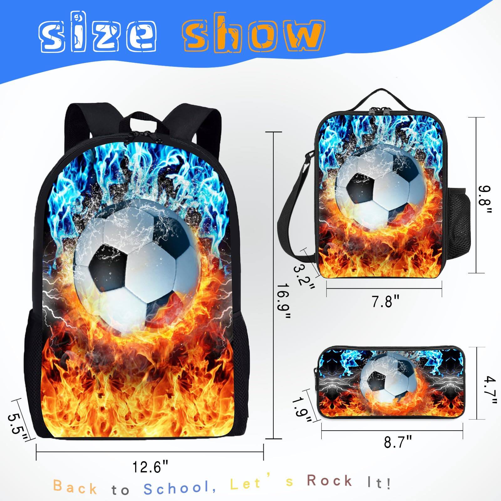 Live At Space 3pcs Soccer Backpack Set For Lightweight Large With Lunch ...