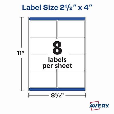 Avery TrueBlock Laser Shipping Labels, 2 1/2" x 4", 200 Labels/Pack ...