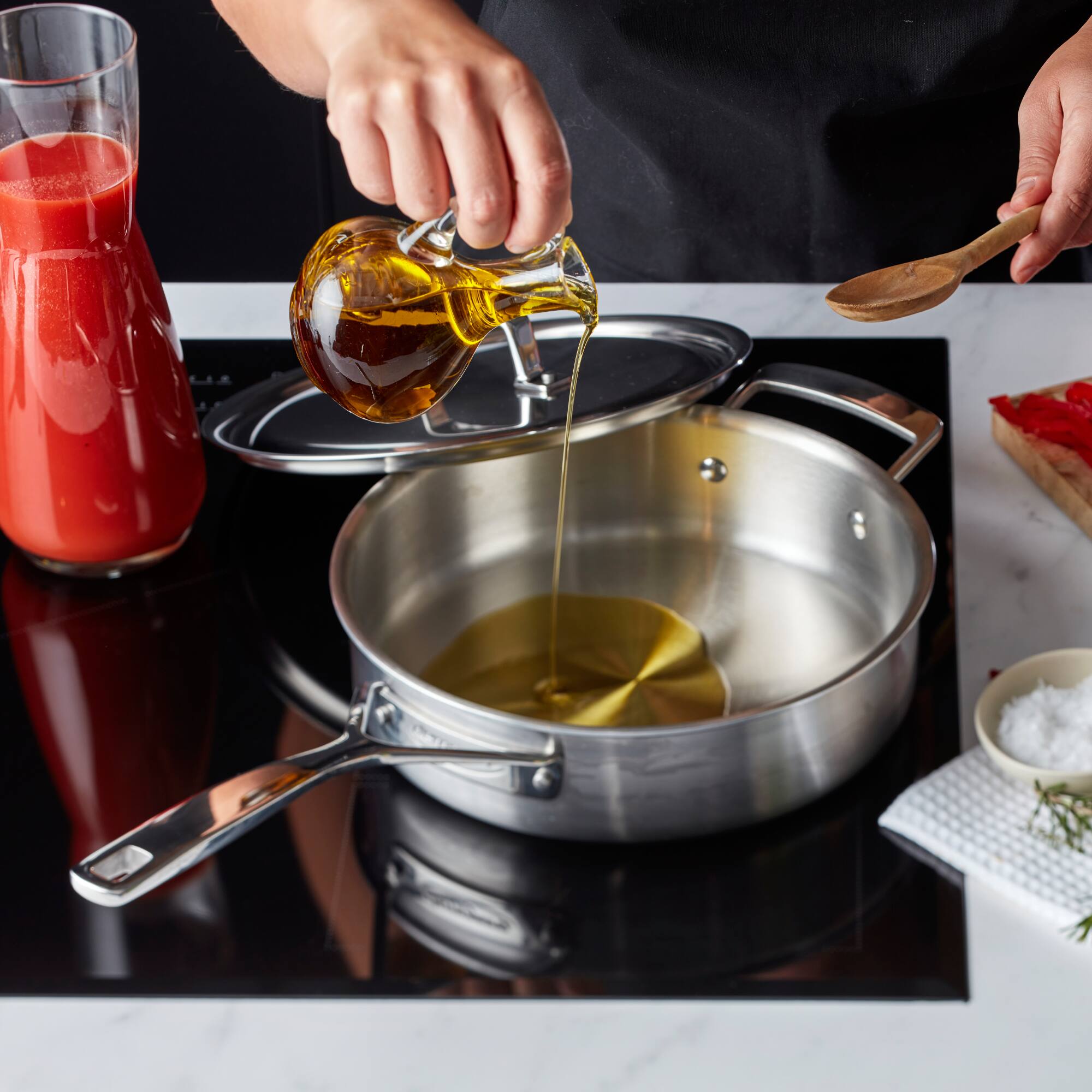 Demeyere Essential 5 ply 3 qt Saute Pan with Lid Stainless Steel 20424A ...