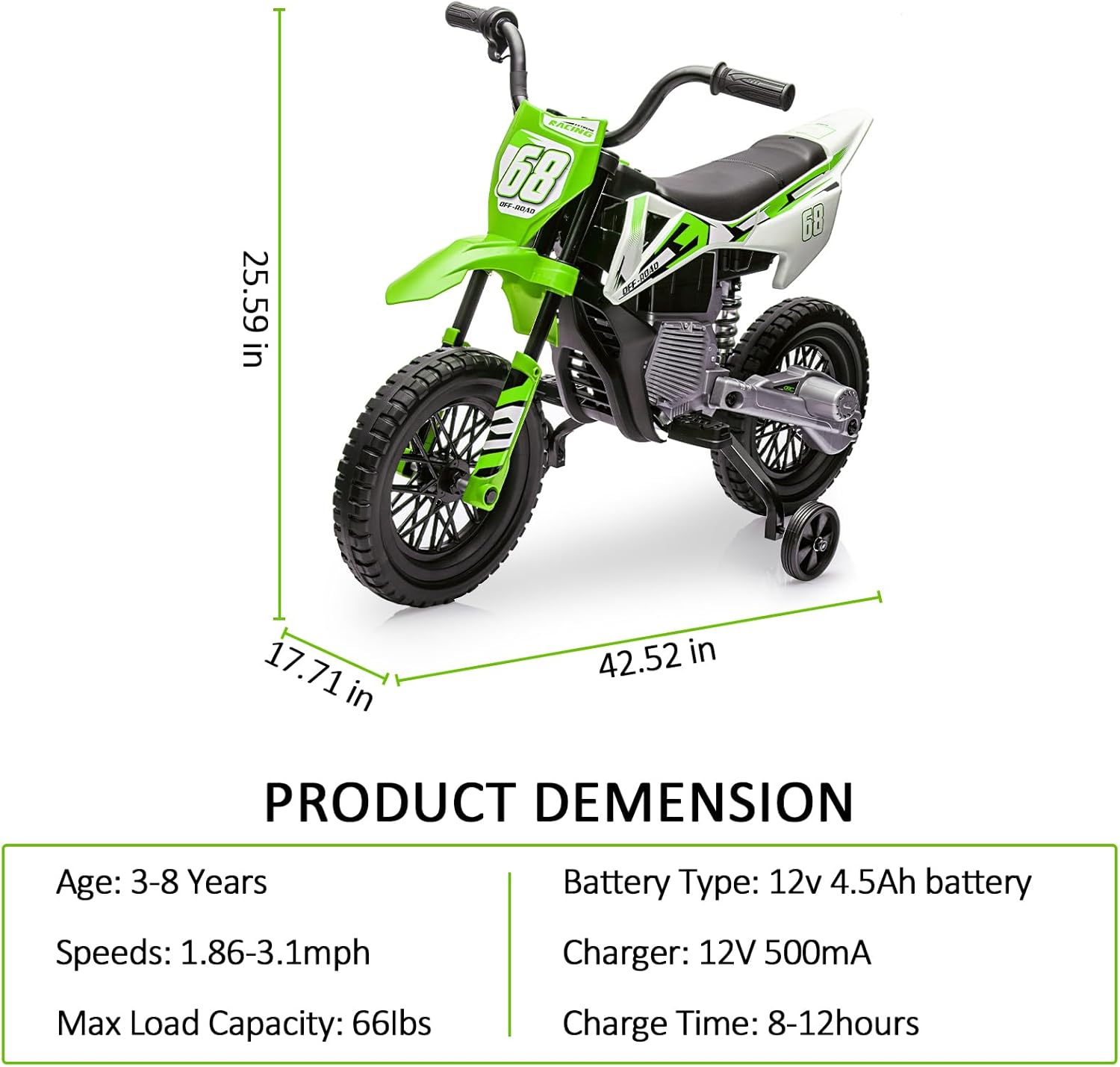 GARVEE 12V Kids Ride On Dirt Bike, Electric Motorcycle w/Twist Throttle ...