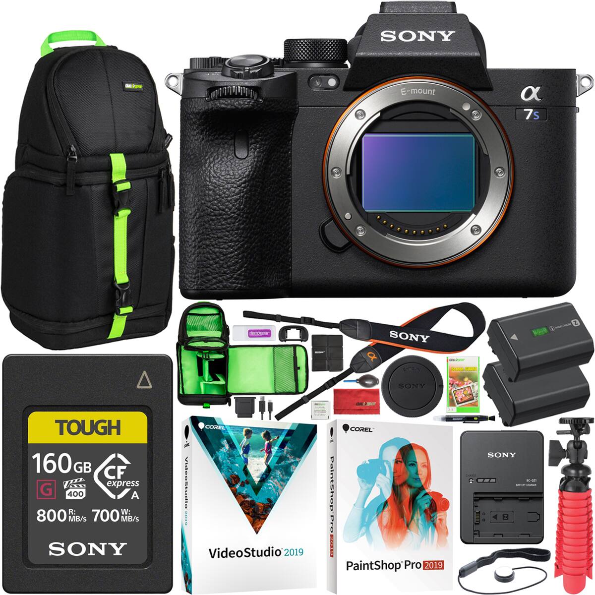 Sony a7s III Mirrorless 4K Camera Body 160GB CFexpress Card 2 Battery Backpack Bundle ILCE7SM3/B ...