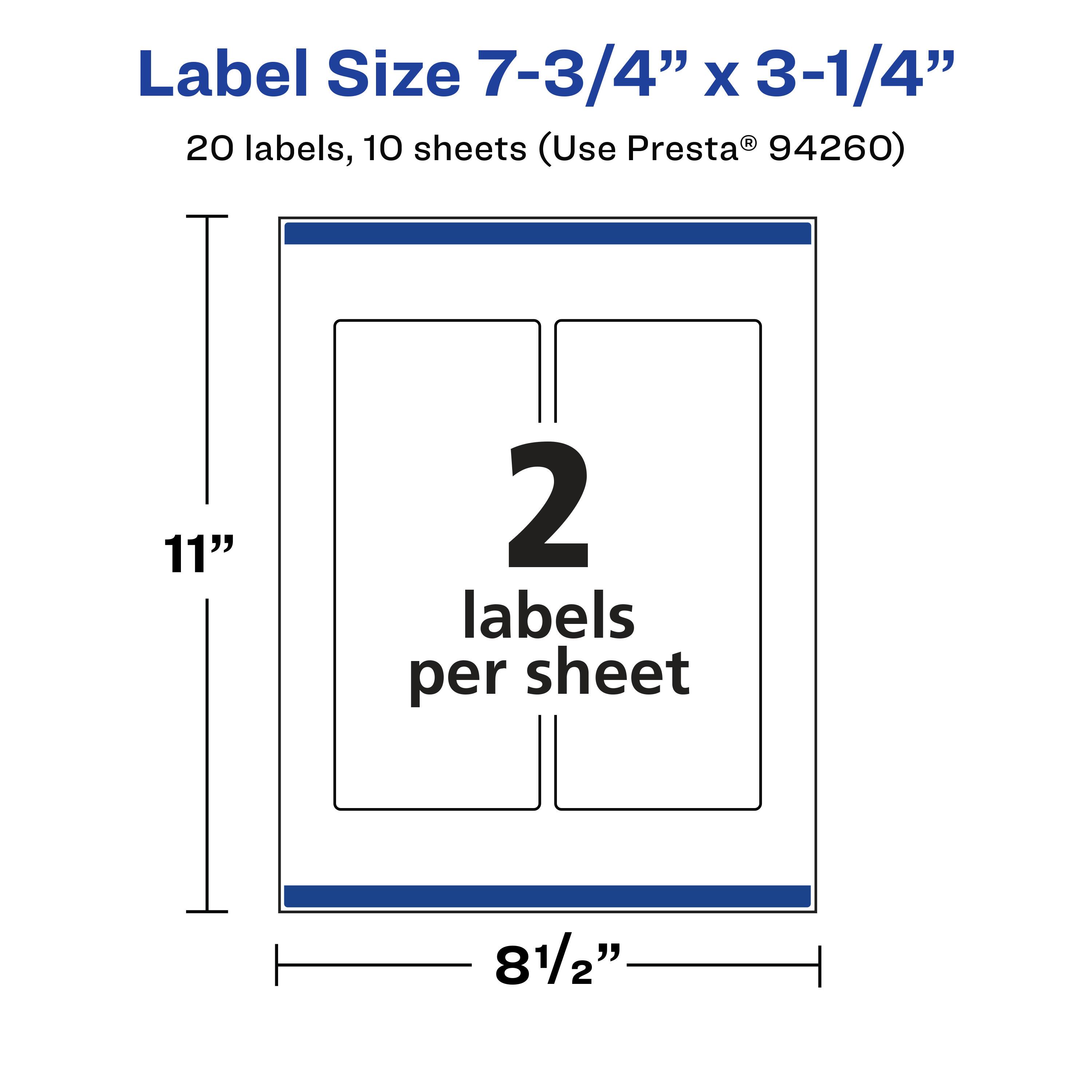 Avery Glossy Rectangle Labels, 7.75" x 3.25", 20 Labels Clear 94260 ...