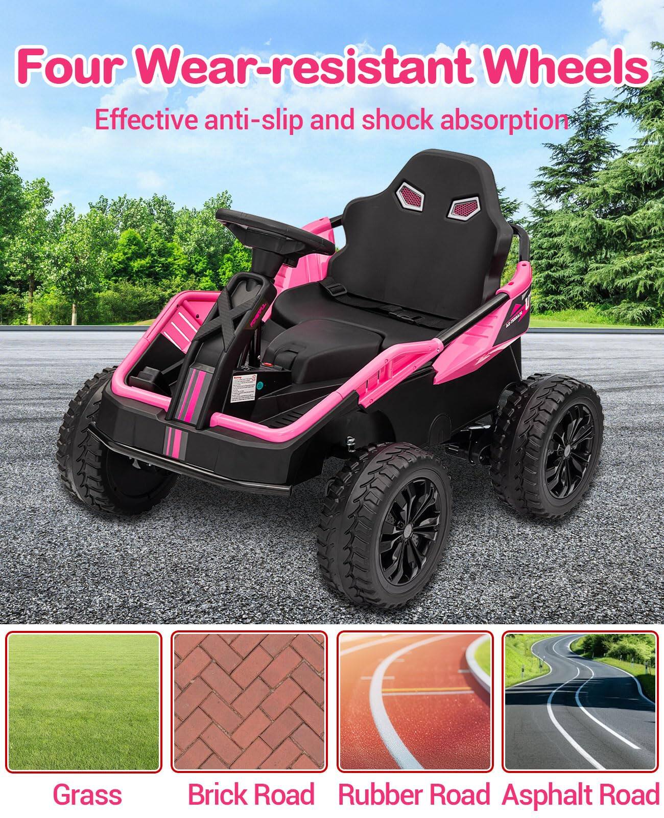 GARVEE 24V Kids Electric Car, 200W 4x4 Ride On Toy, Parent Control, Adjustable 16" Seat, 6MPH, 4 ...