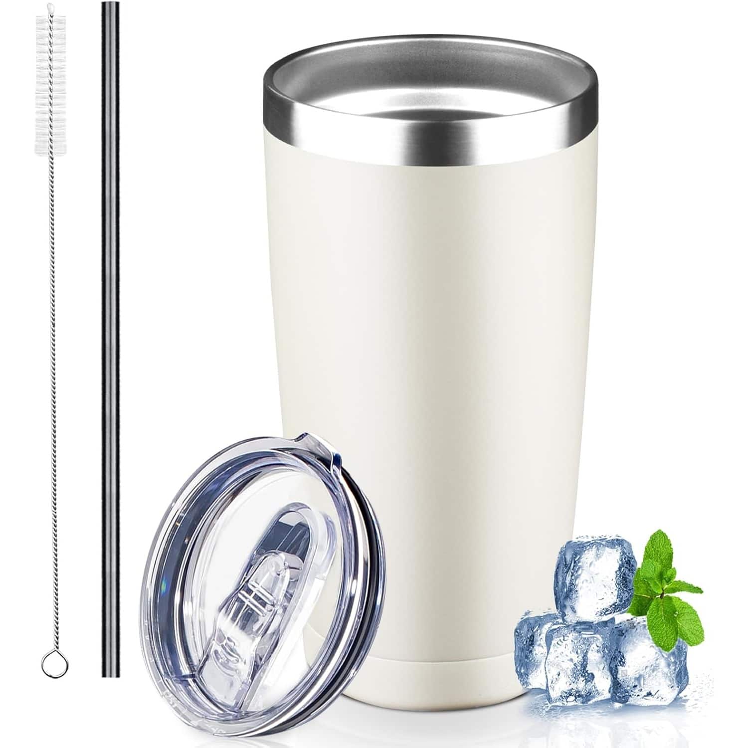 PARKER SLATER - 20oz stainless steel tumbler with lid and straw, leakproof, double wall ...