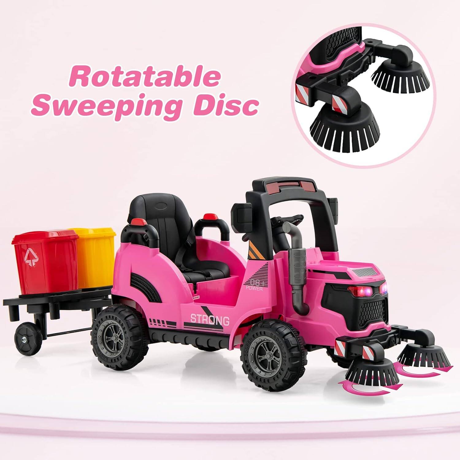 Costway Ride on Car 12V 2 in 1 Kids Street Sweeper Truck Electric ...