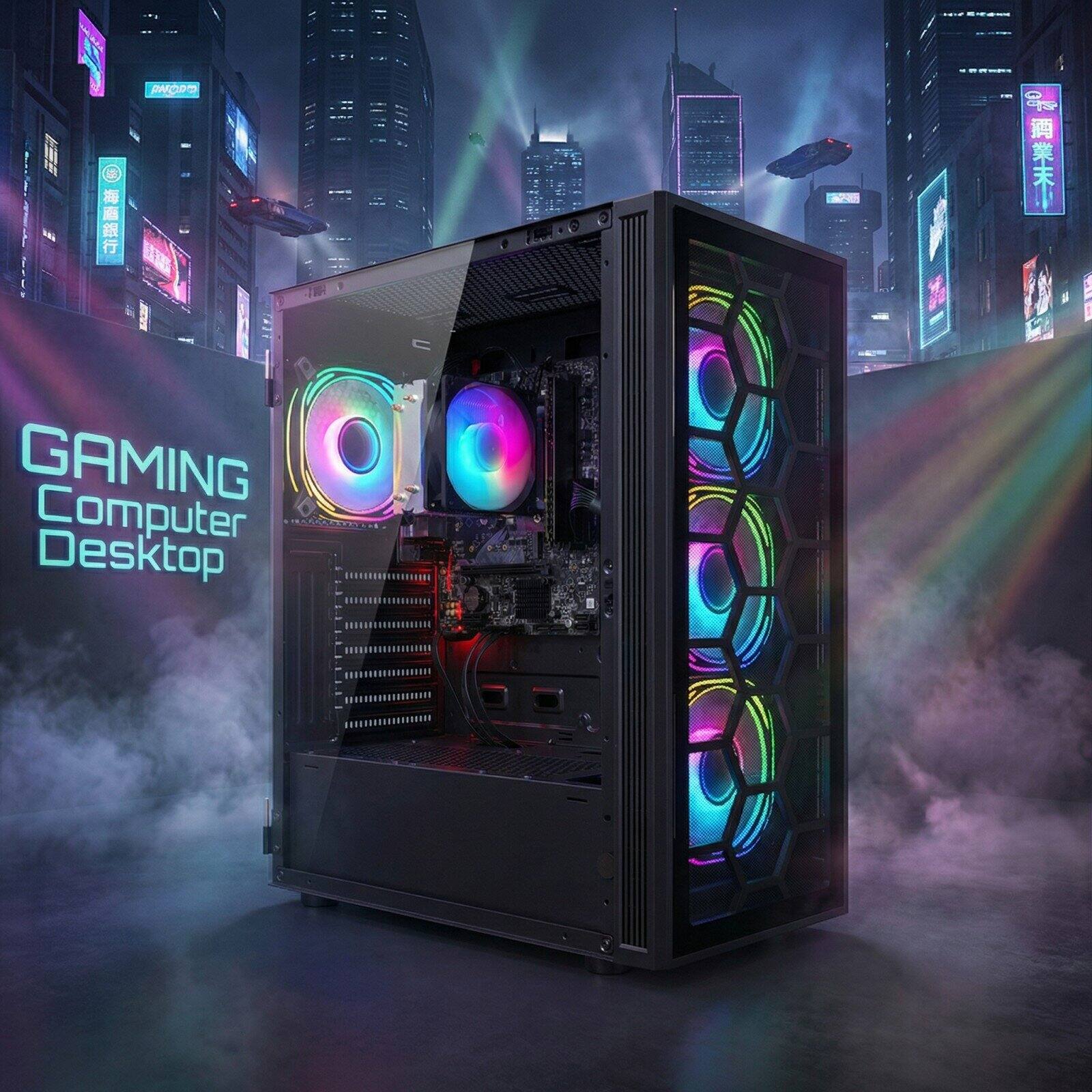 STGAubron RGB Desktop PC Computer, AMD Ryzen 5 3400G up to 4.2GHz, 16G ...