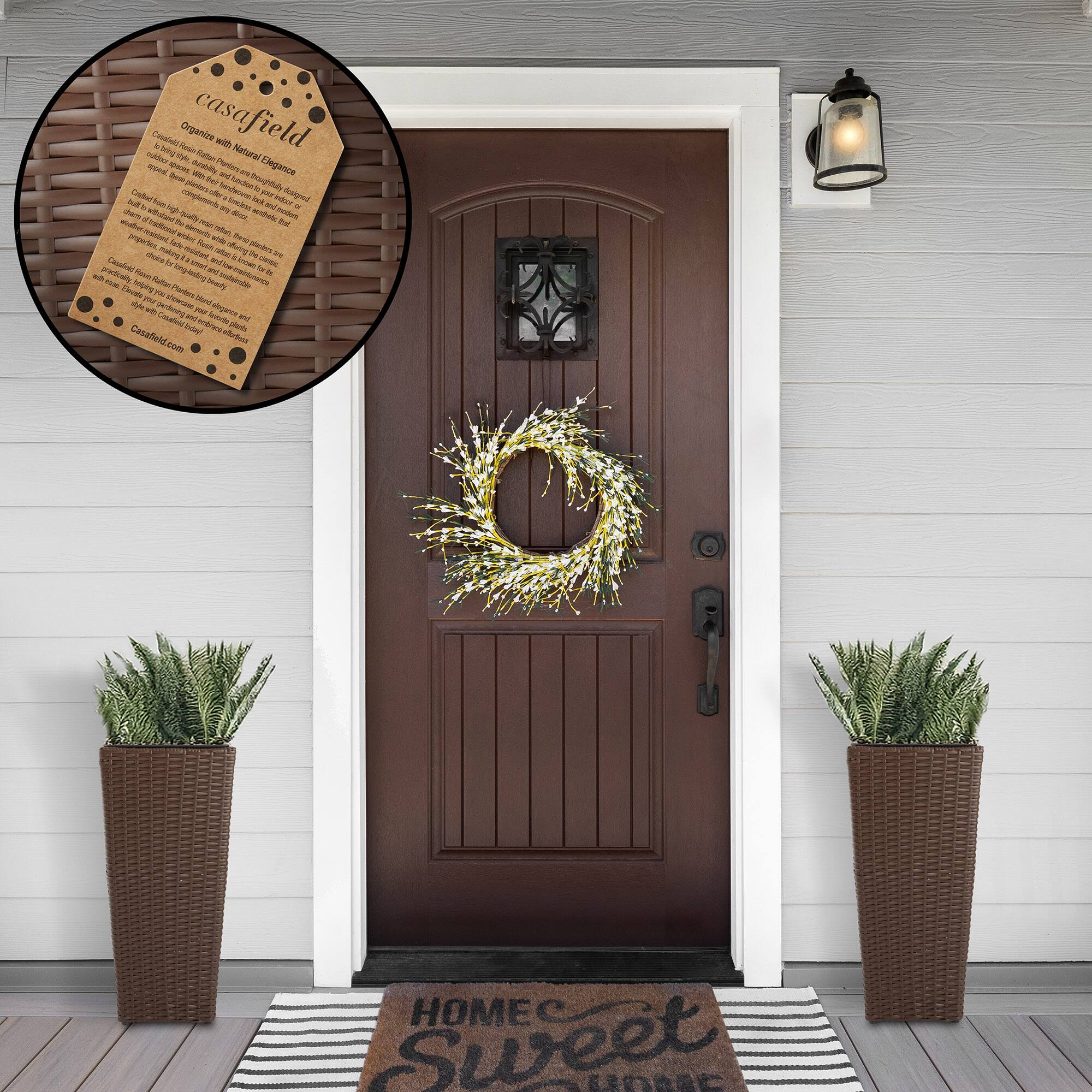 Casafield Set of 2 Tall Outdoor Planters with Removable Flower Plant ...