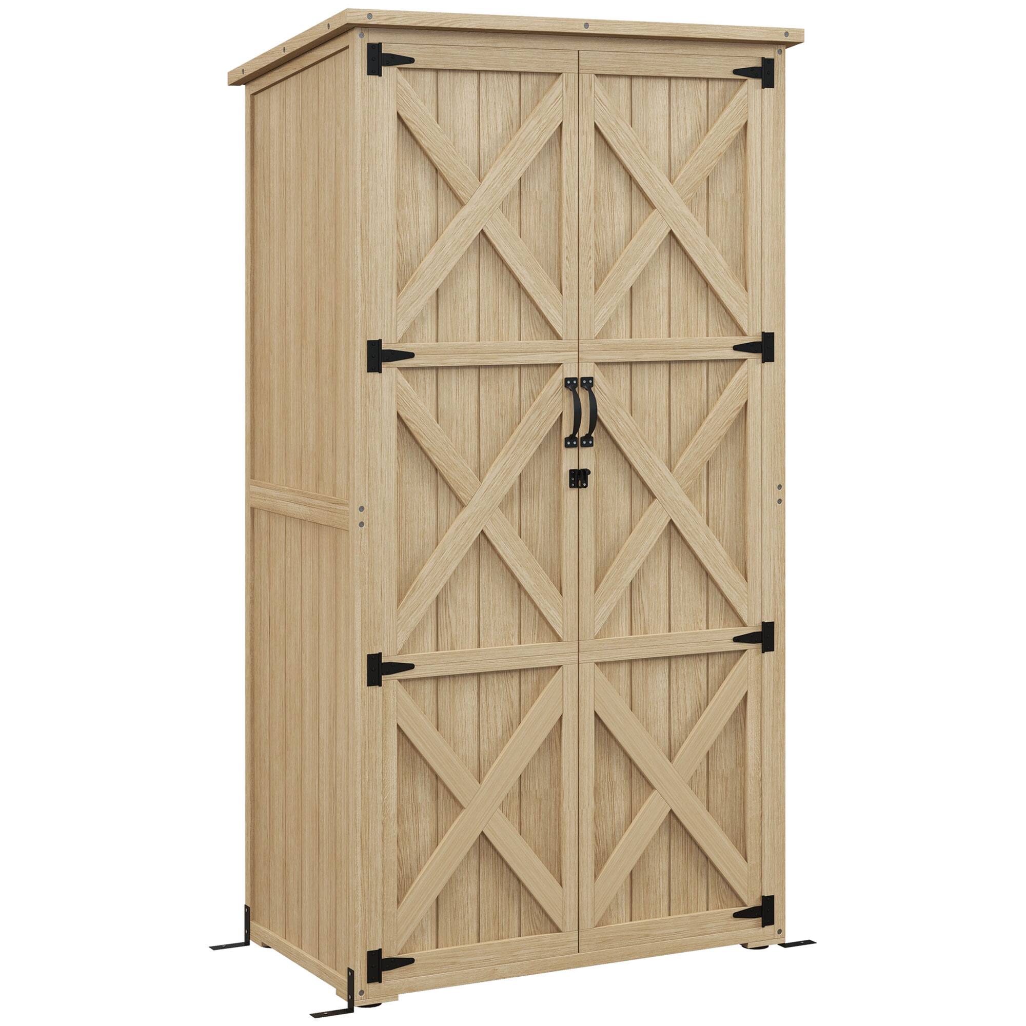 Outsunny Wooden Garden Shed, Outdoor Storage Cabinet with Waterproof ...