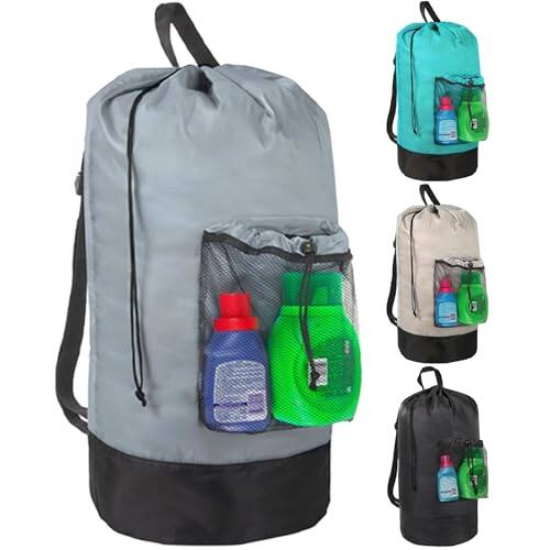 DORLUKFU Laundry Bag Backpack with Shoulder Straps and Mesh Pocket ...