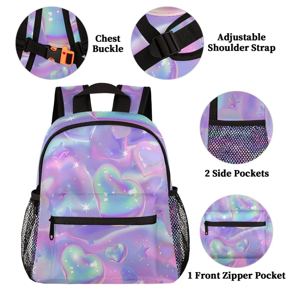 Cozy Serene Iridescent Love Heart Backpack For Pink Mini Backpacks ...