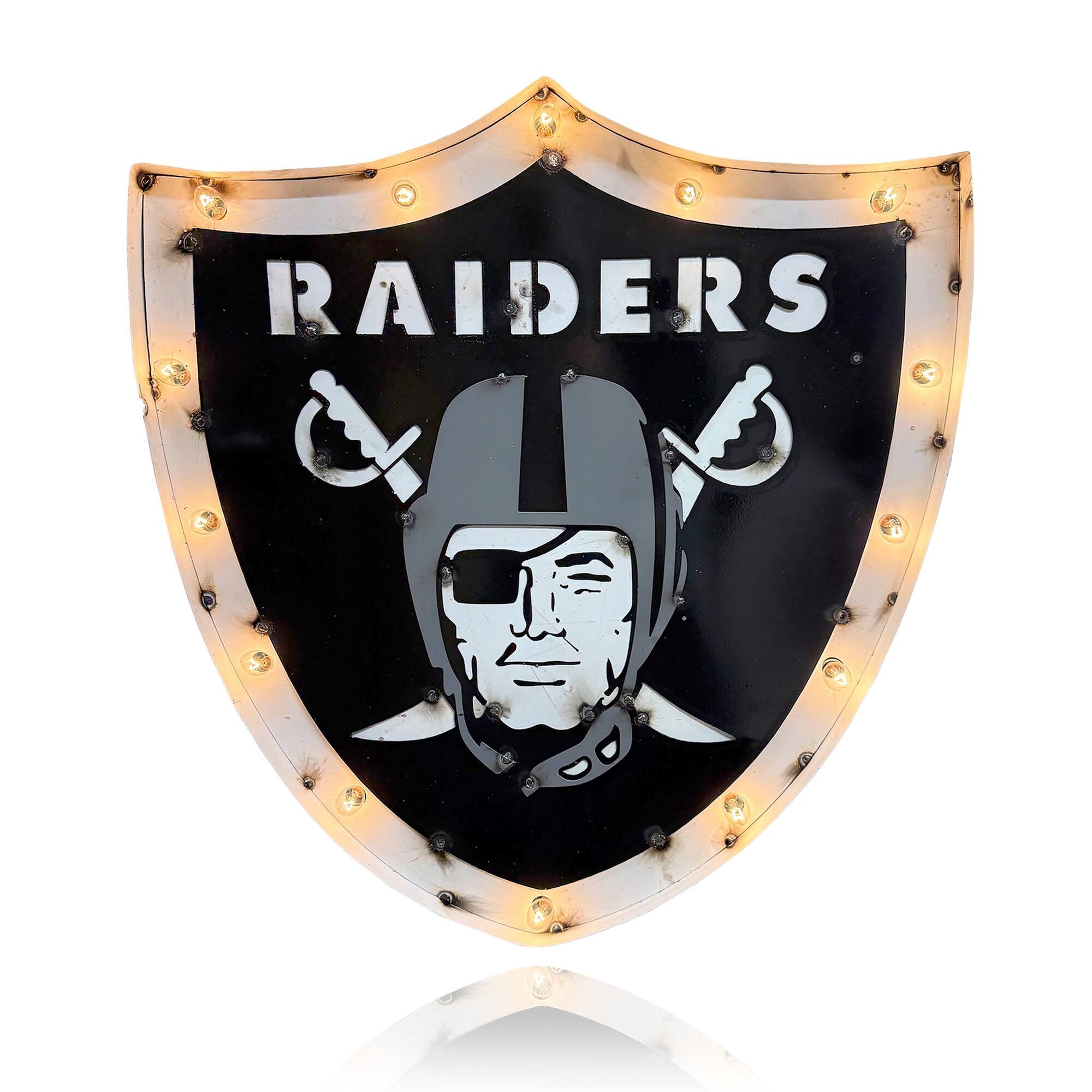 Imperial Las Vegas Raiders Logo Lighted Recycled Metal Sign White ...