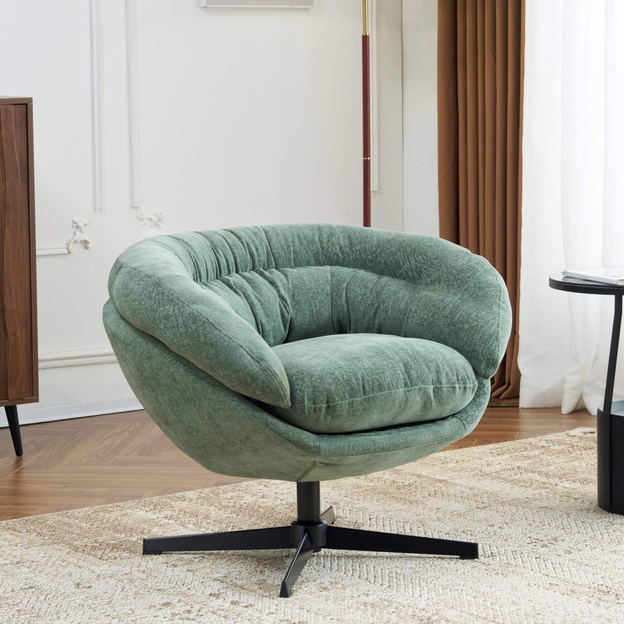 APRILSOUL Modern Chenille Office Chair 360 Swivel Living Room Bedroom ...