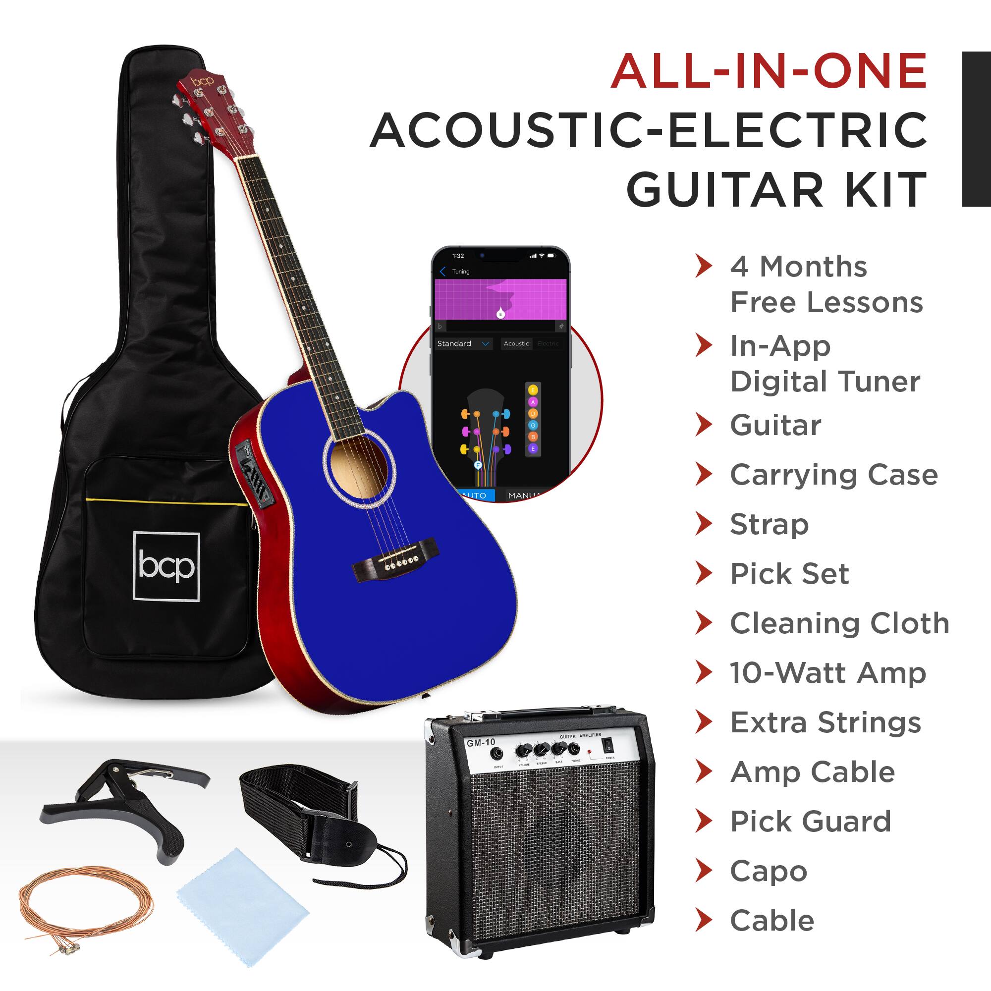 Best Choice Products Beginner Acoustic Electric Guitar Starter Set 41in ...