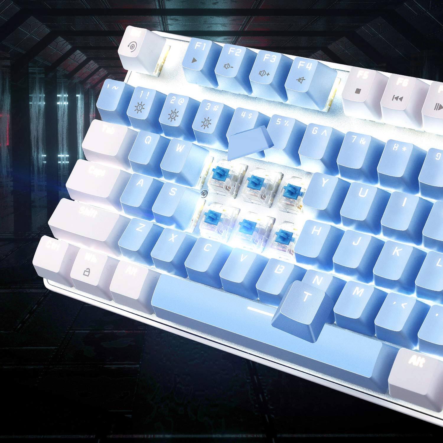Stamp n Camp Mechanical Gaming Upgraded Blue 104 Keys White Backlit ...