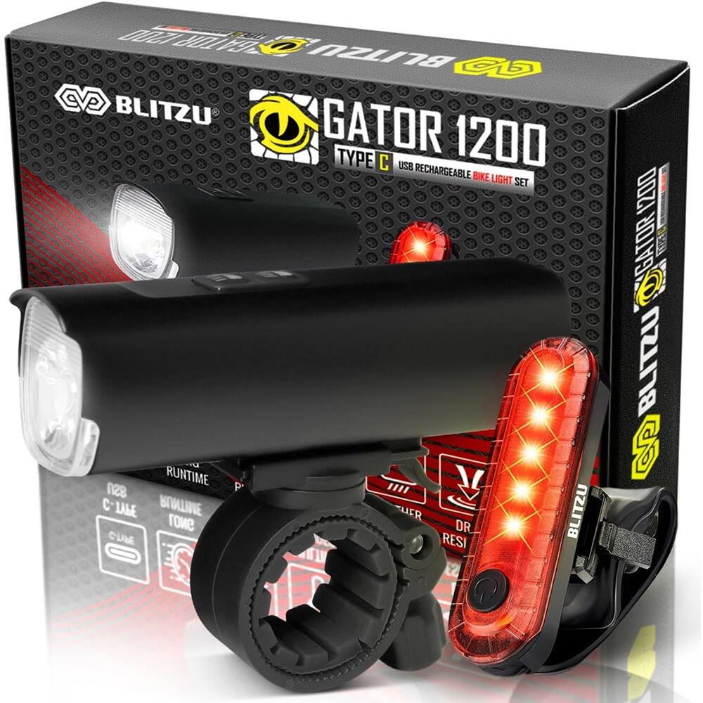RTMB USB C Rechargeable Bike Light Set, 1200 Lumen Headlight & Taillight Black B01DHJJN1M - Best Buy